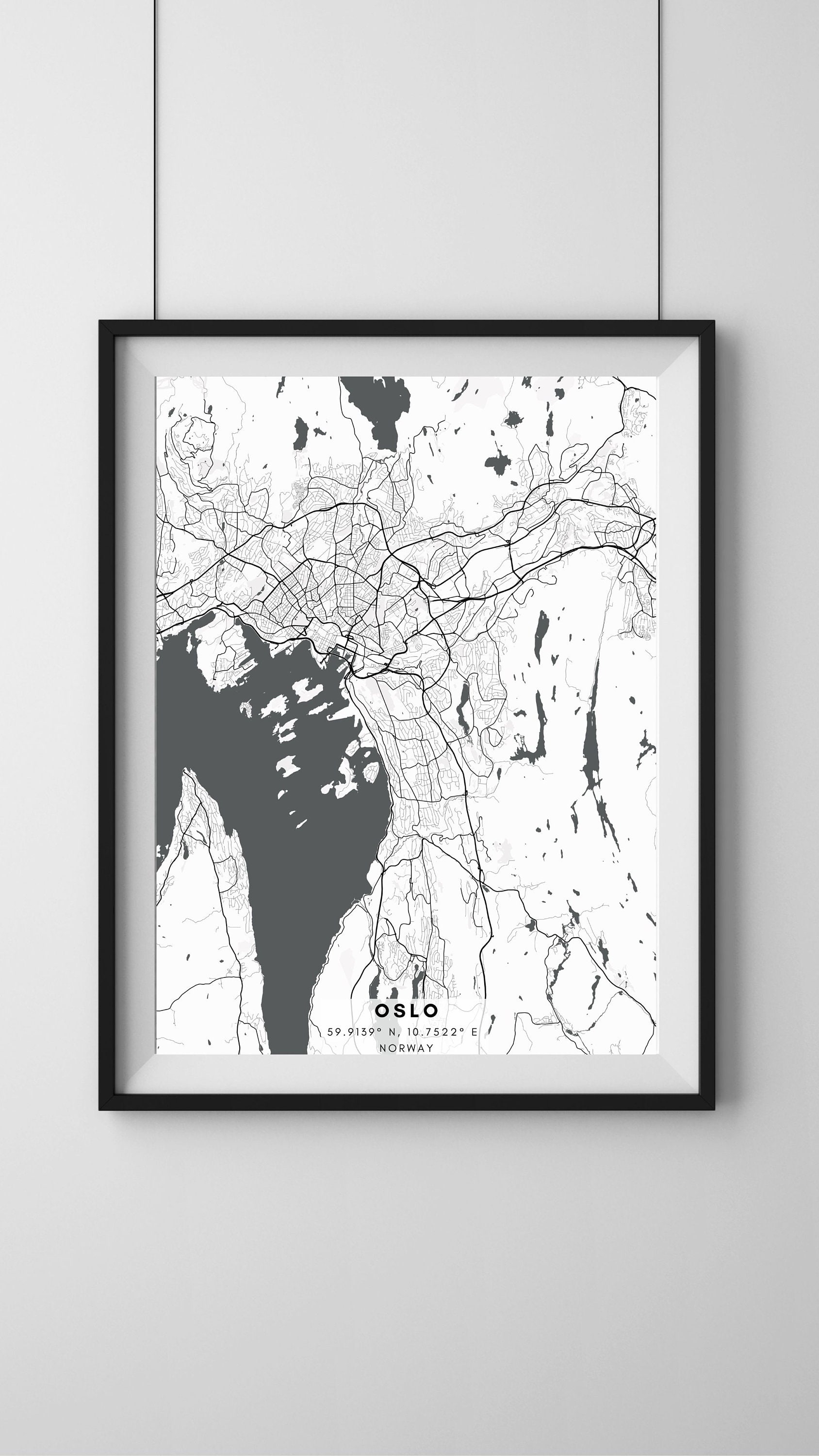OSLO City Map, NO, Norway, Town Map, Minimalist Map Poster, Gift for Him, Minimalist Map Art ...