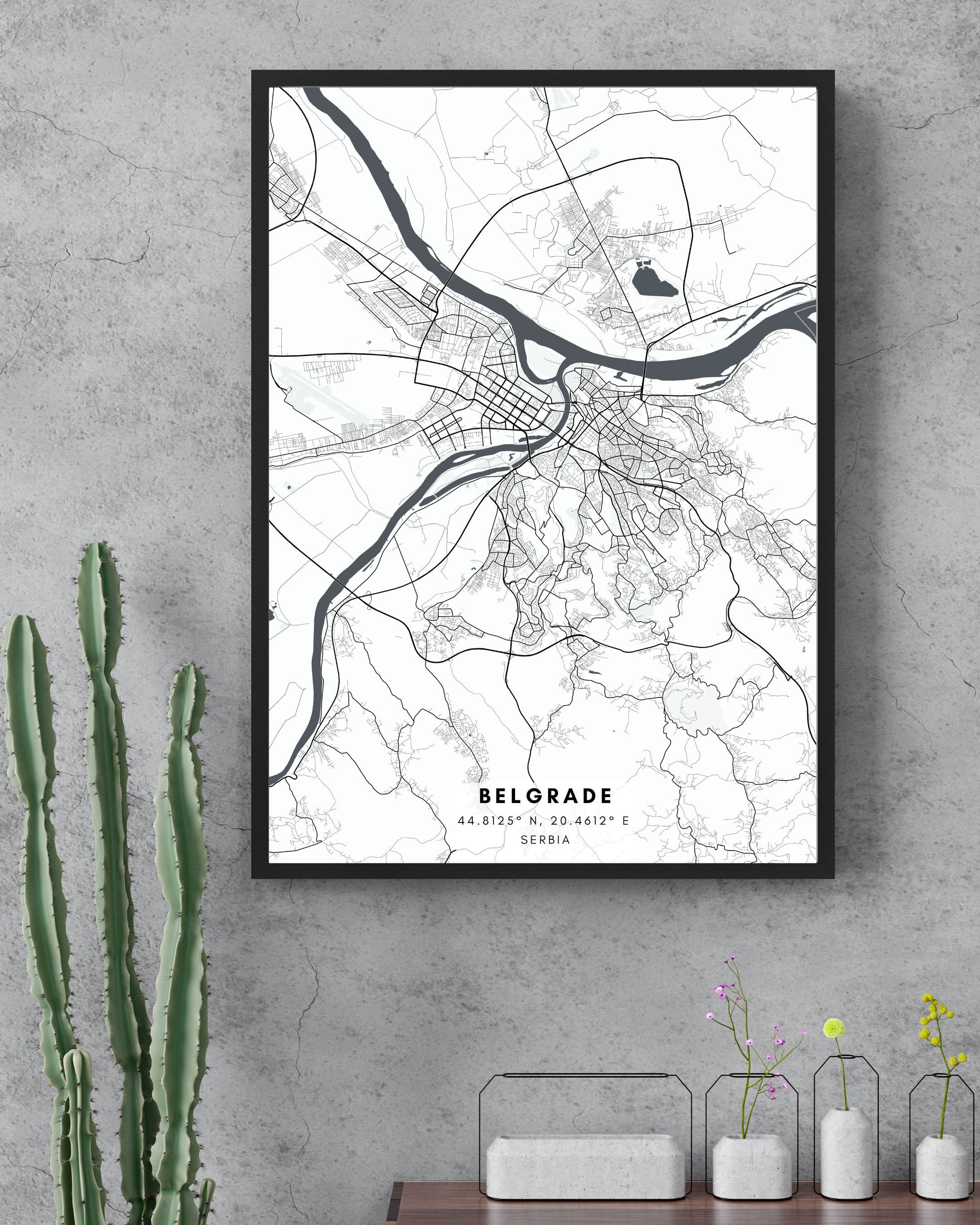 BELGRADE City Map, Serbia, RB, Town Map, Minimalist Map Poster, City ...