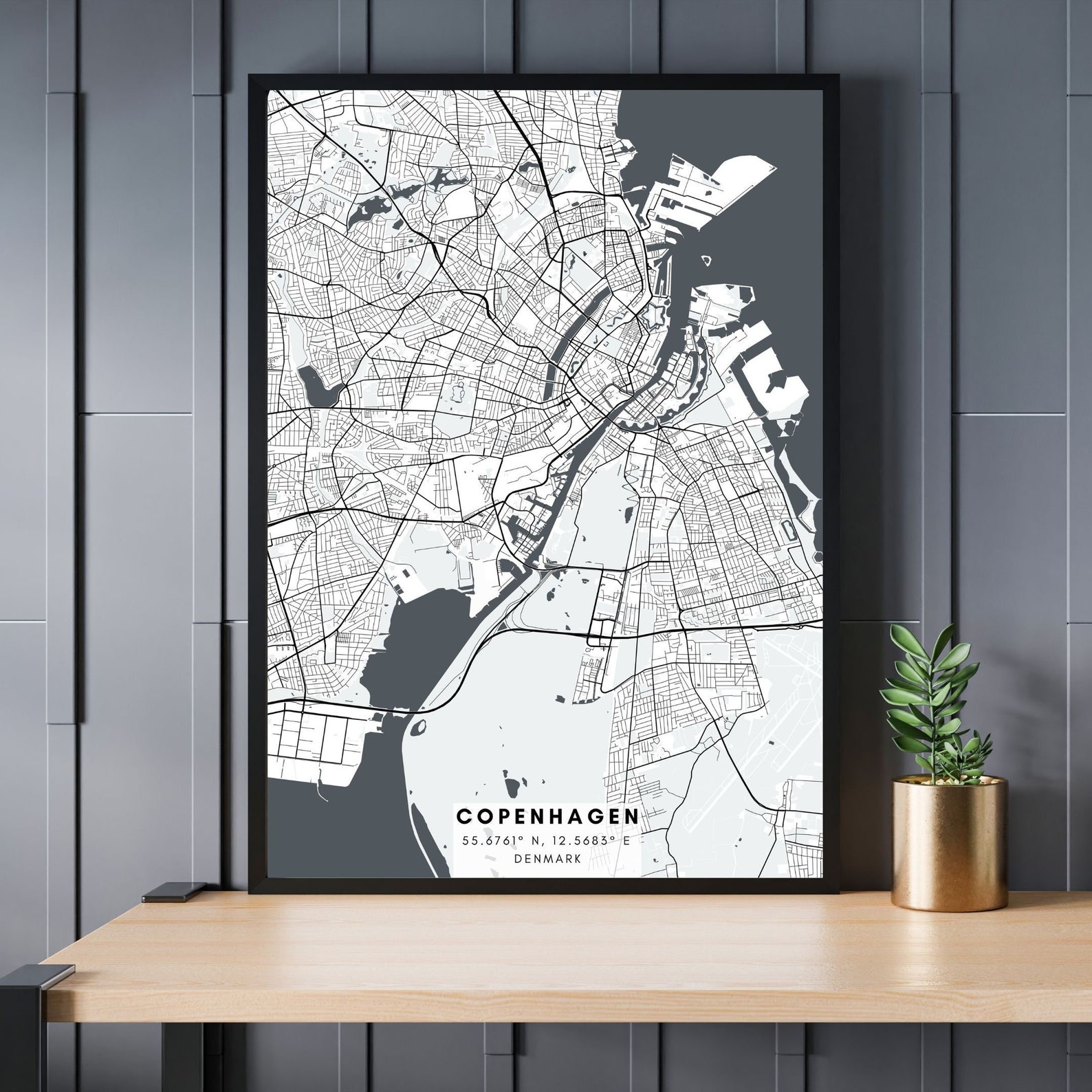 COPENHAGEN City Map, Denmark, DK, Town Map, Minimalist Map Poster, Gift ...
