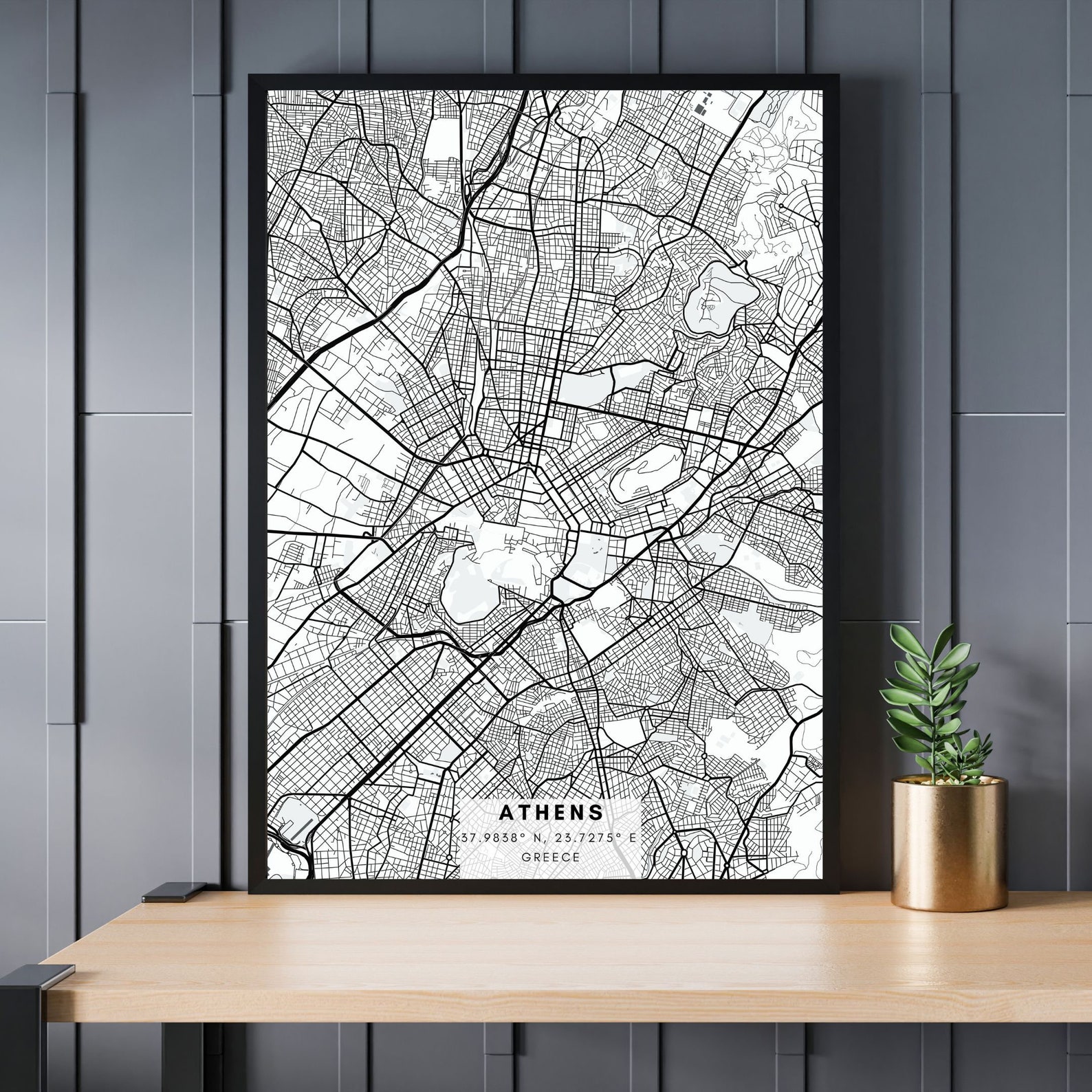 ATHENS City Map, Greece, GR, Town Map, Minimalist Map Poster, City ...
