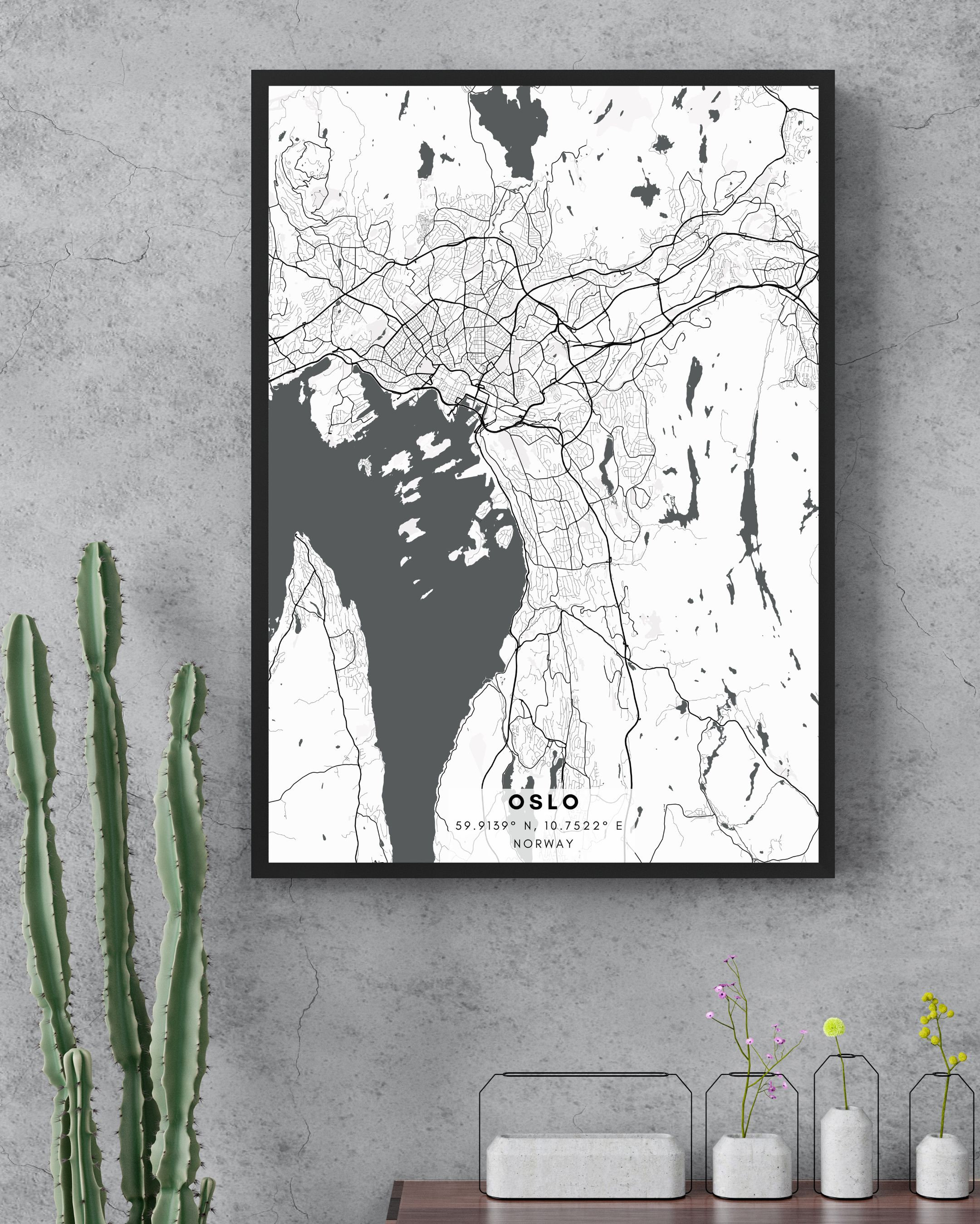 OSLO City Map, NO, Norway, Town Map, Minimalist Map Poster, Gift for ...