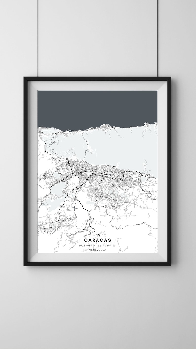 Caracas Map Print, Venezuela, Wall Art, Minimalist City Poster ...