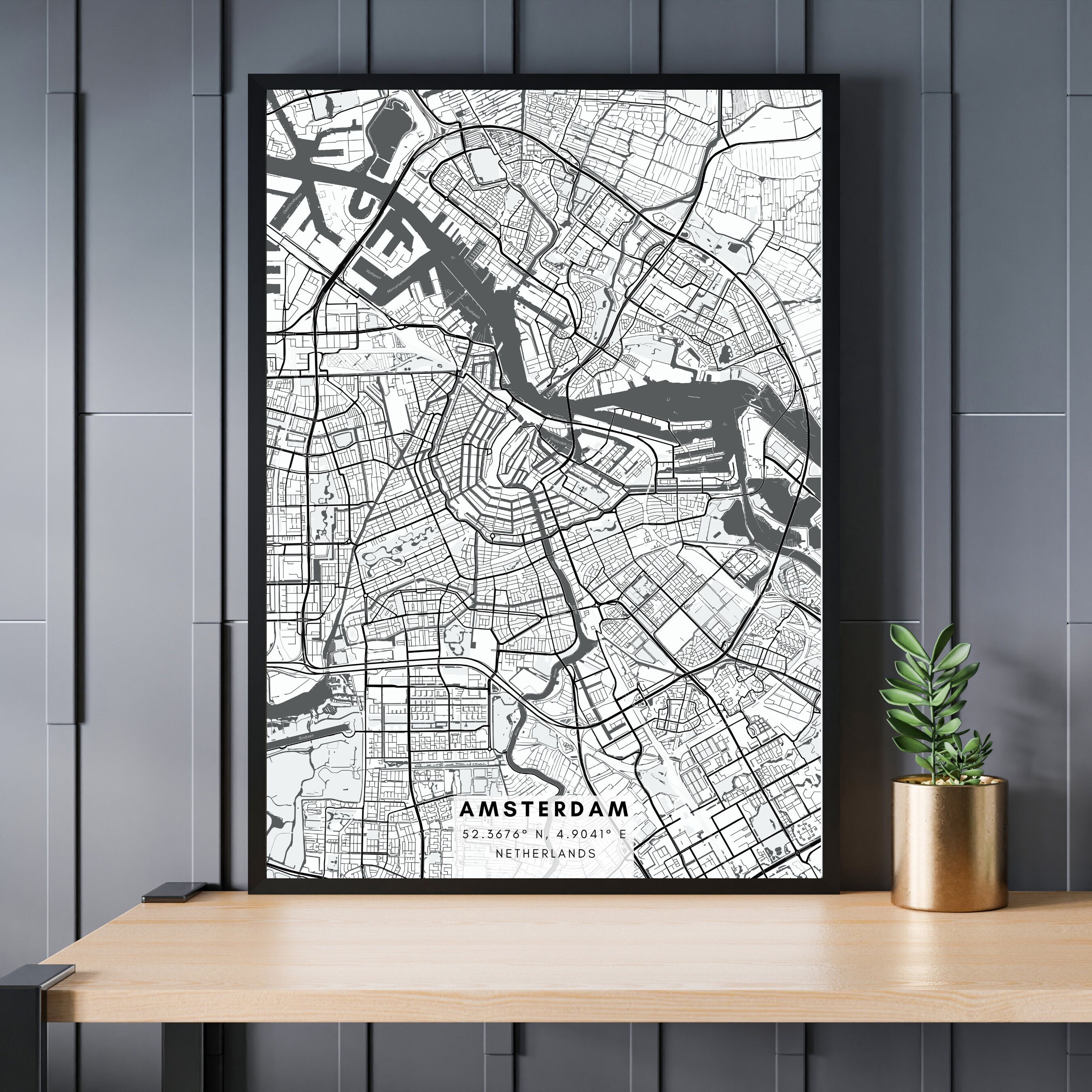 AMSTERDAM City Map, Netherlands, NL, Town Map, Minimalist Map Poster ...
