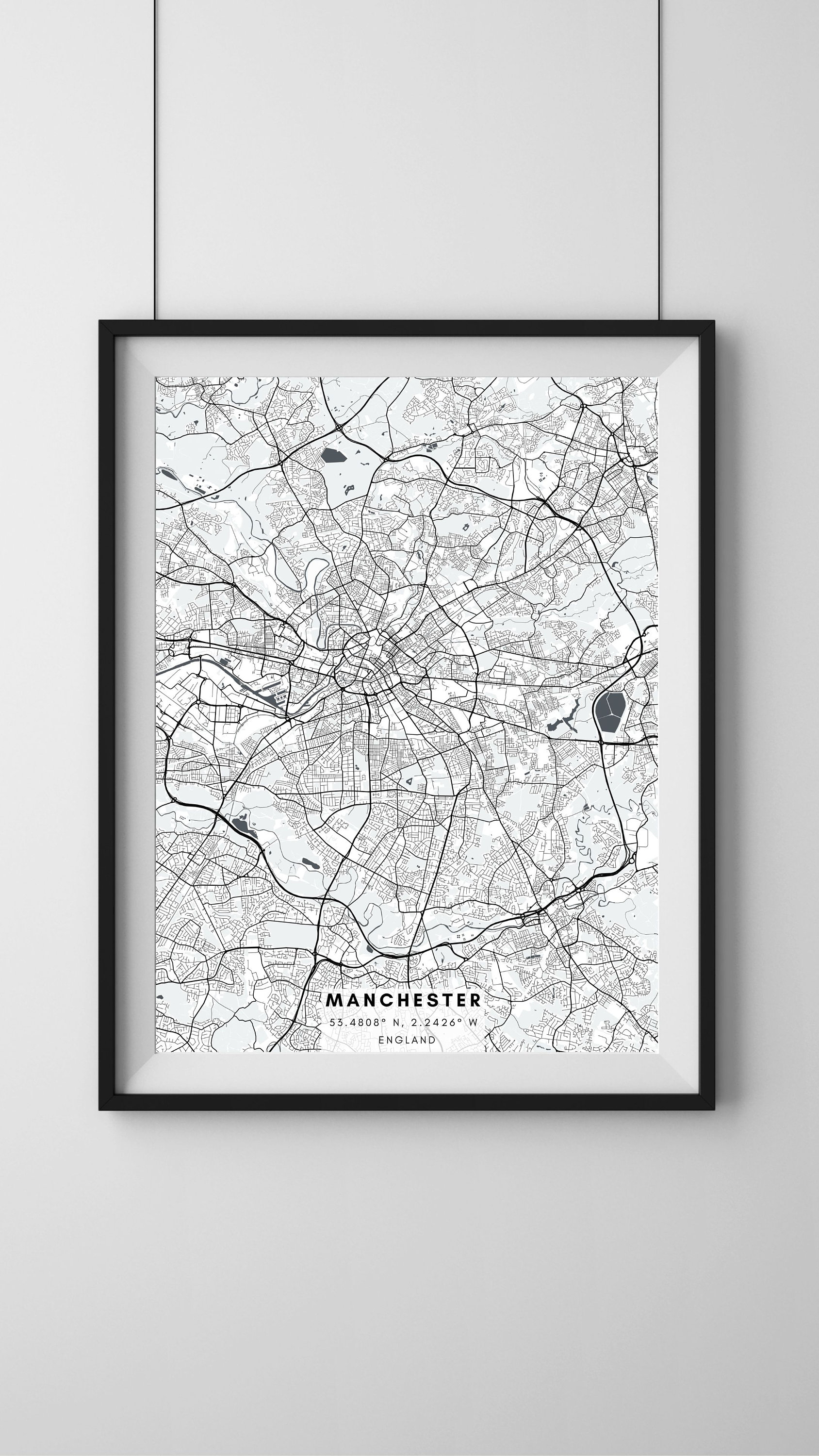 MANCHESTER City Map, ENG, England, Town Map, Minimalist Map Poster ...