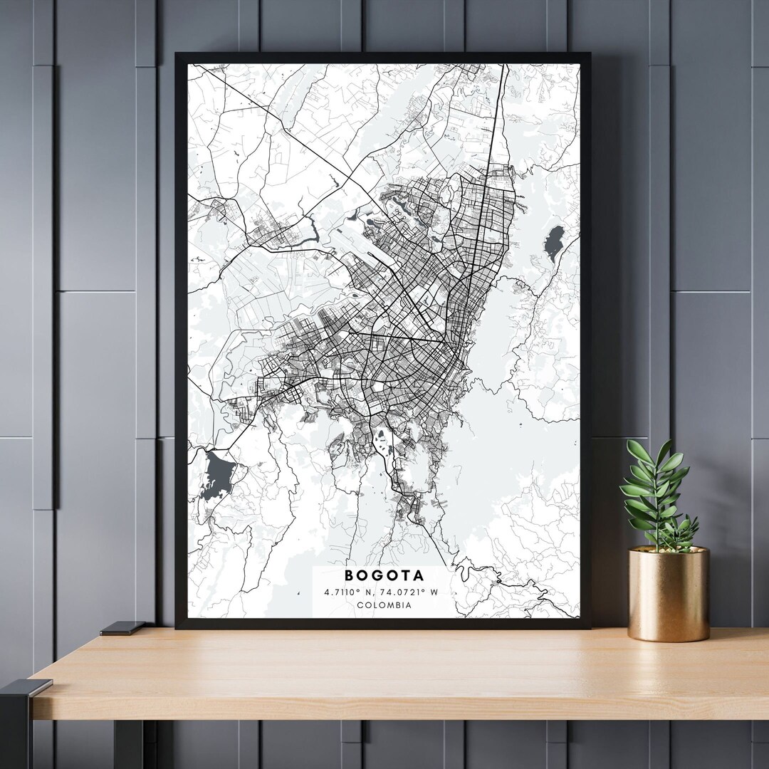 Bogotá City Map, Colombia, CO, Town Map, Minimalist Map Poster, Gift ...