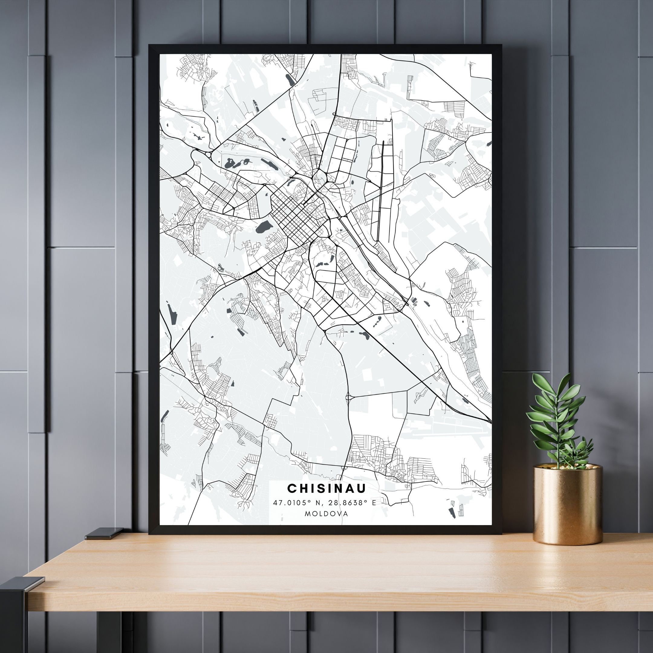 CHISINAU City Map, MD, Moldova, Town Map, Minimalist Map Poster, Gift ...