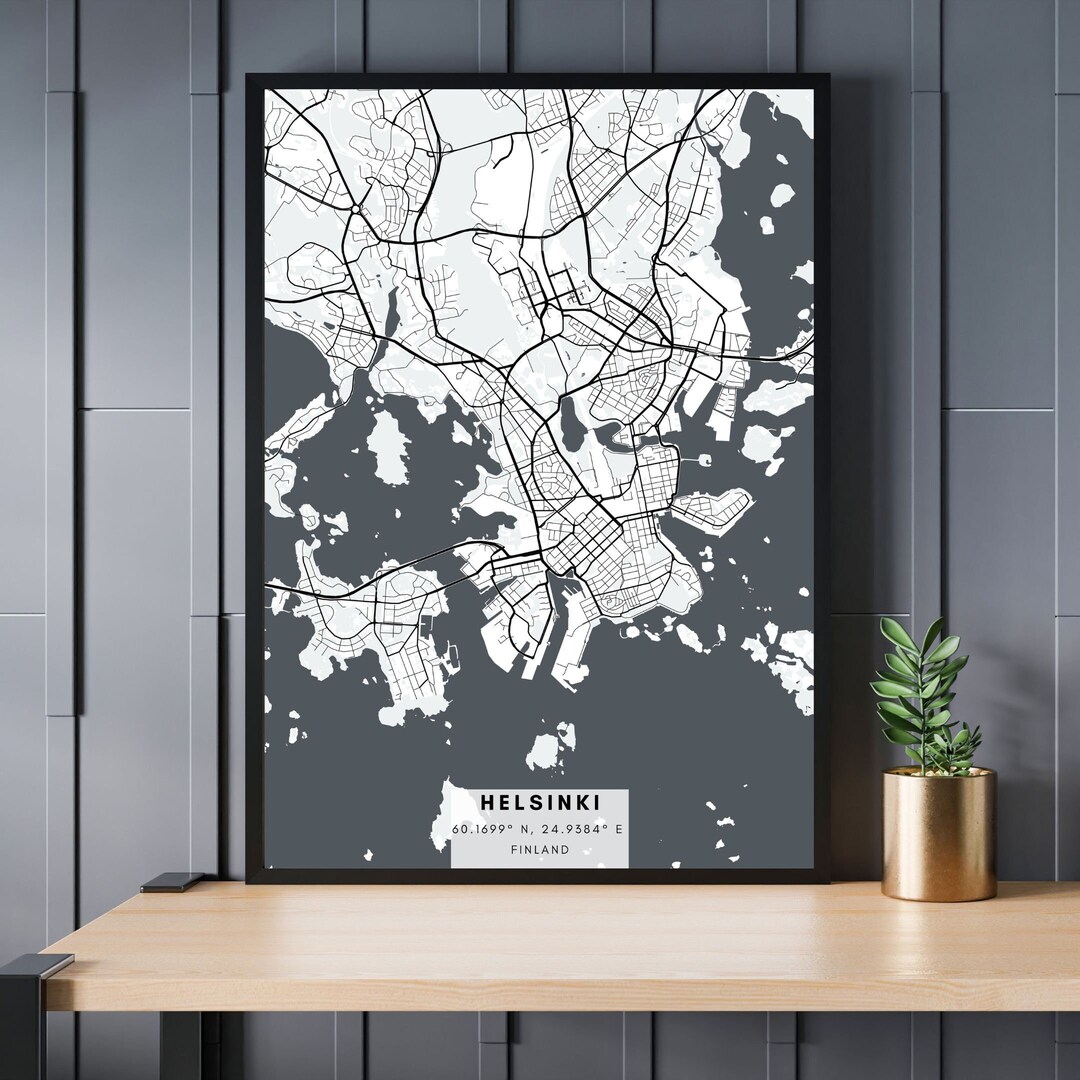 HELSINKI City Map, Finland, FI, Town Map, Minimalist Map Poster, Gift ...