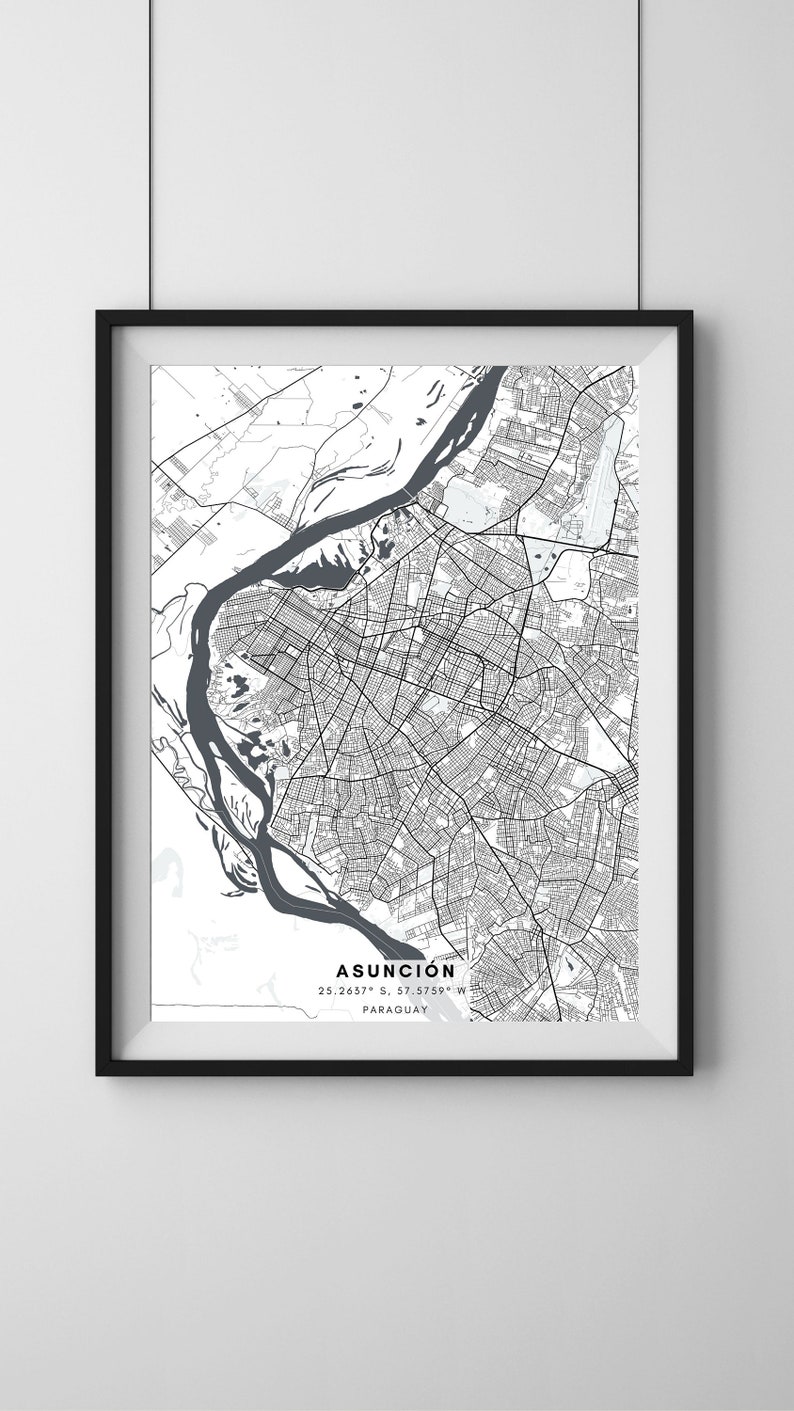 Asunción City Map, Paraguay, PY, Town Map, Minimalist Map Poster, Gift ...