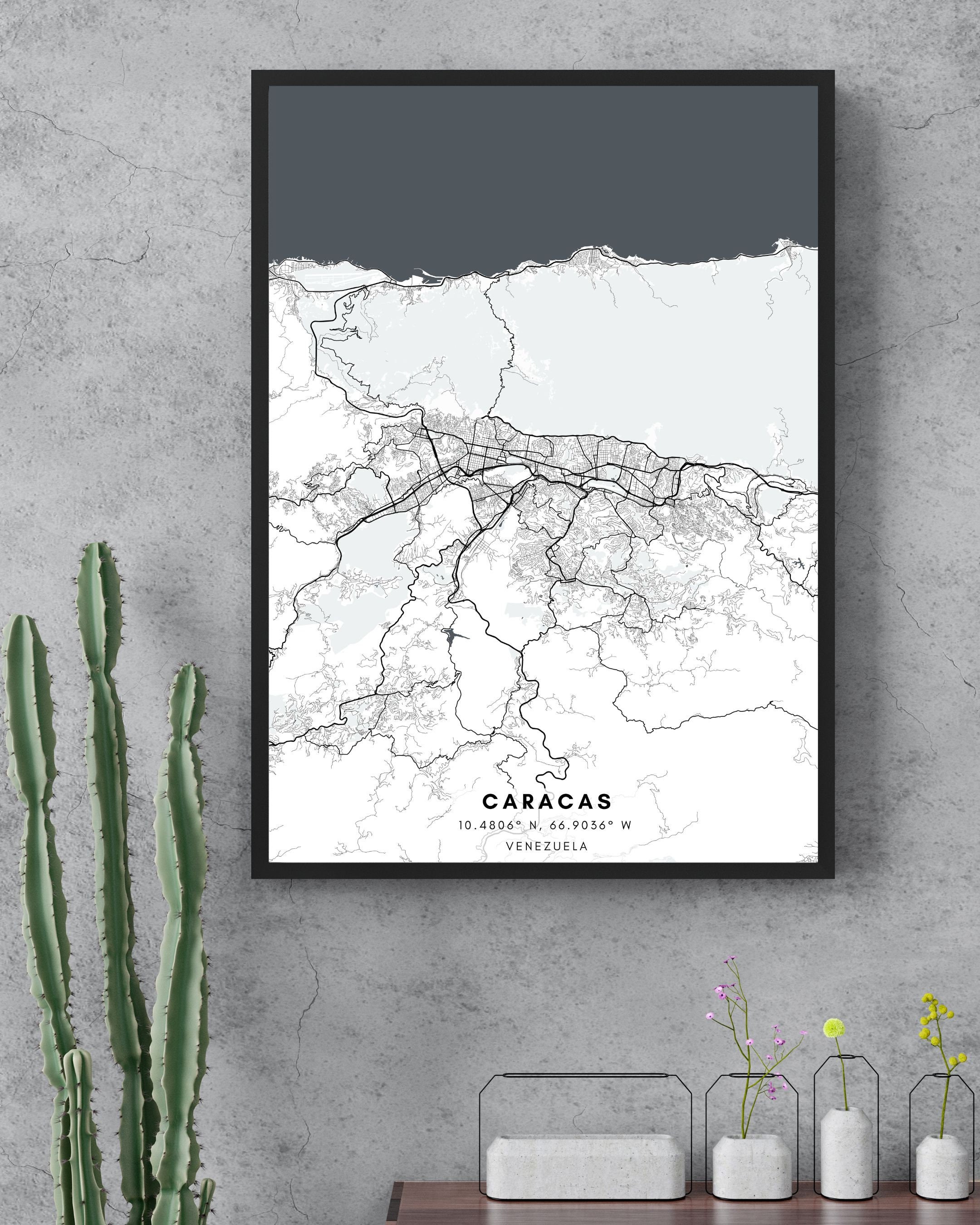 Caracas Map Print, Venezuela, Wall Art, Minimalist City Poster ...