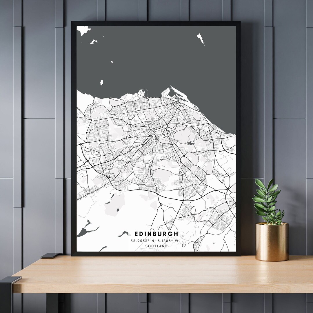 EDINBURGH City Map, SCT, Scotland, Town Map, Minimalist Map Poster ...
