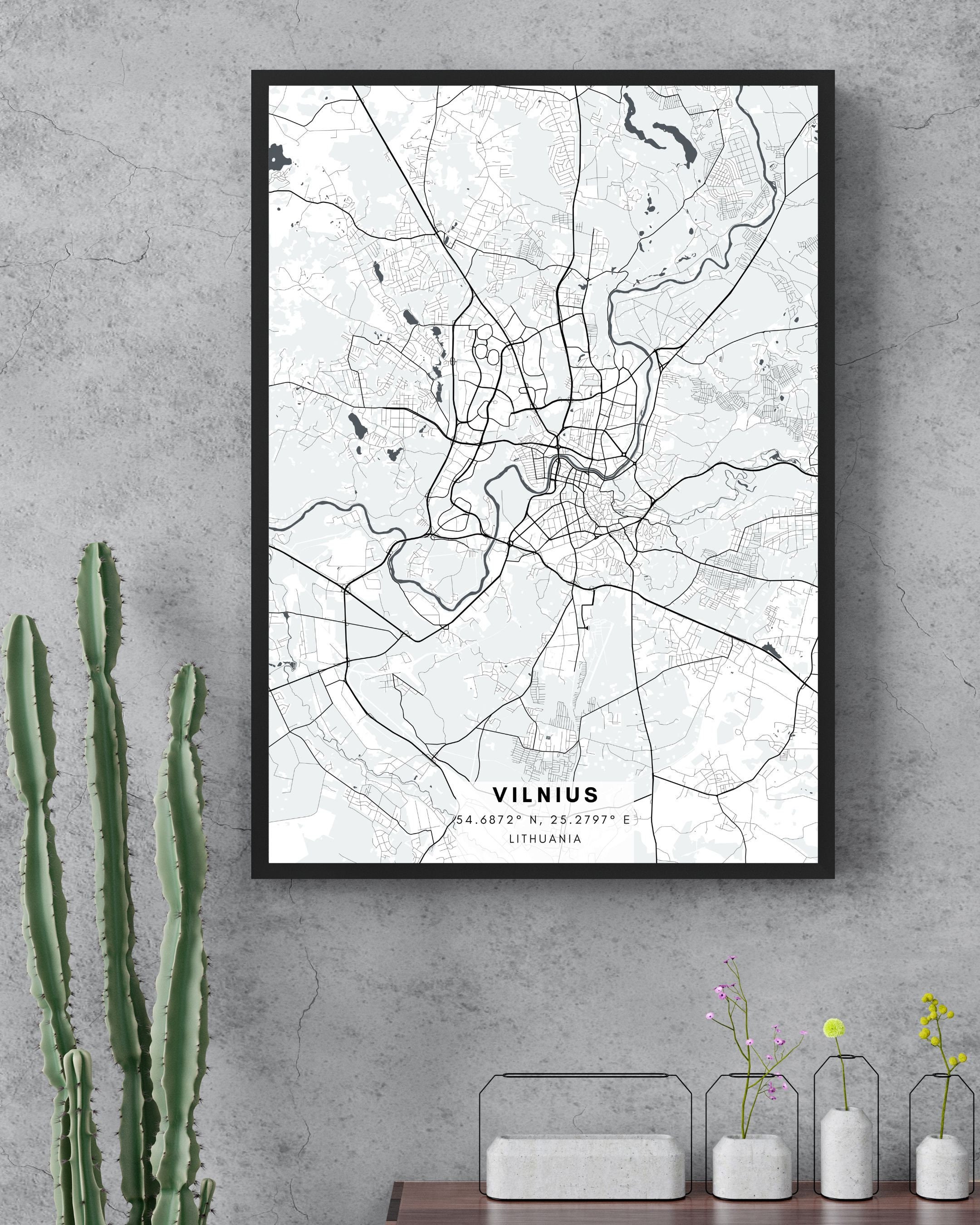 VILNIUS City Map, Lithuania, LT, Town Map, Minimalist Map Poster, Gift ...