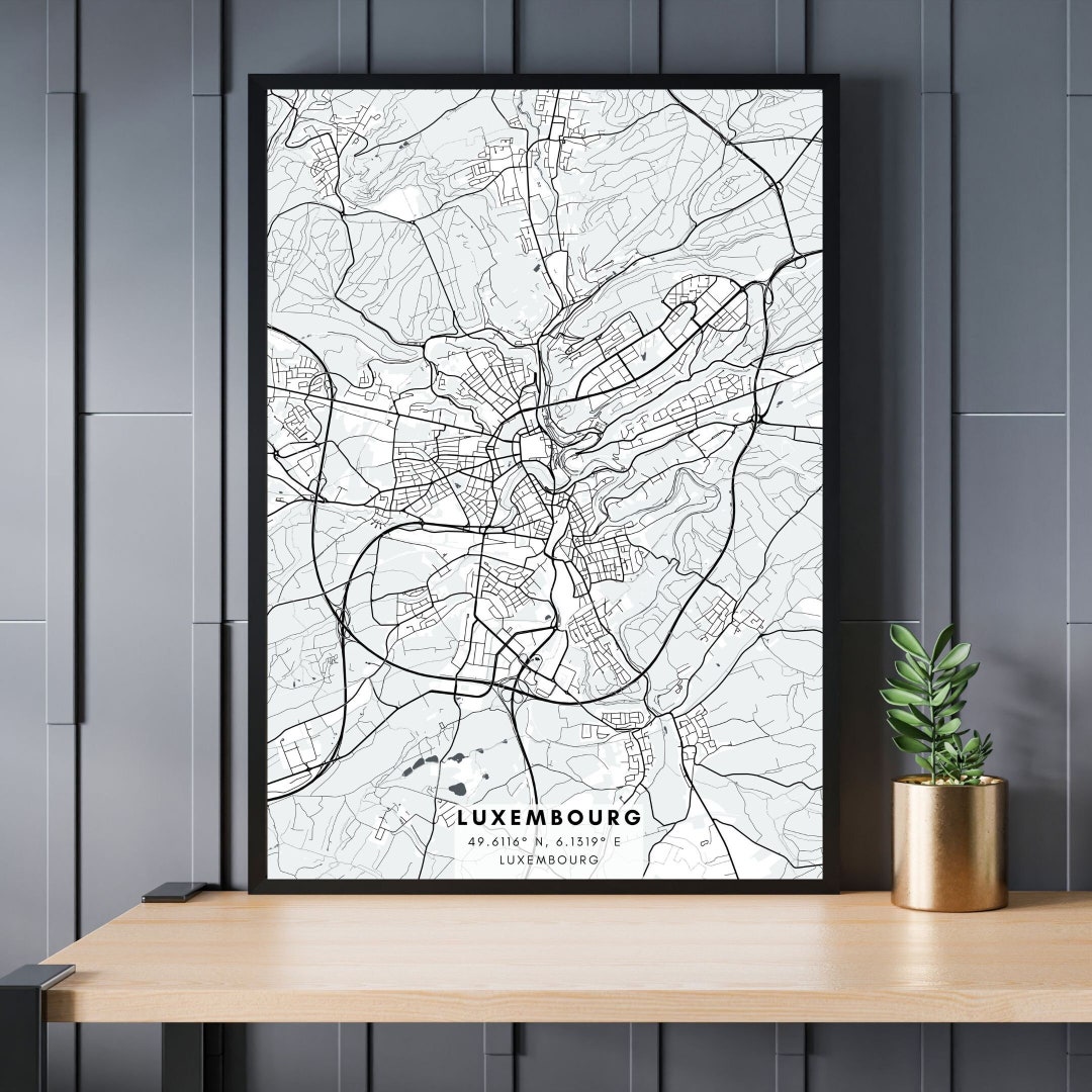 LUXEMBOURG City Map, Luxembourg, LU, Town Map, Minimalist Map Poster ...