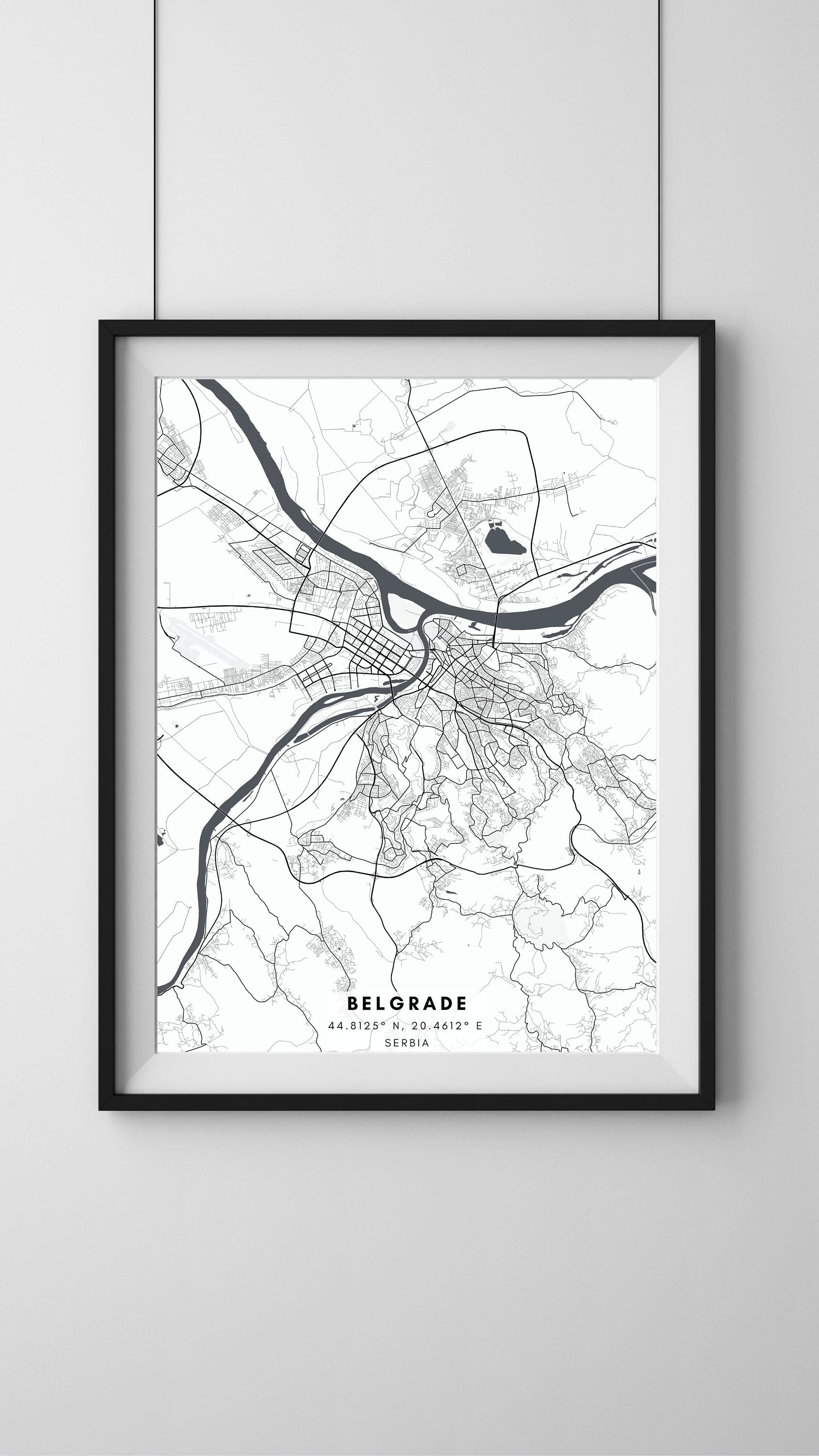 BELGRADE City Map, Serbia, RB, Town Map, Minimalist Map Poster, City ...