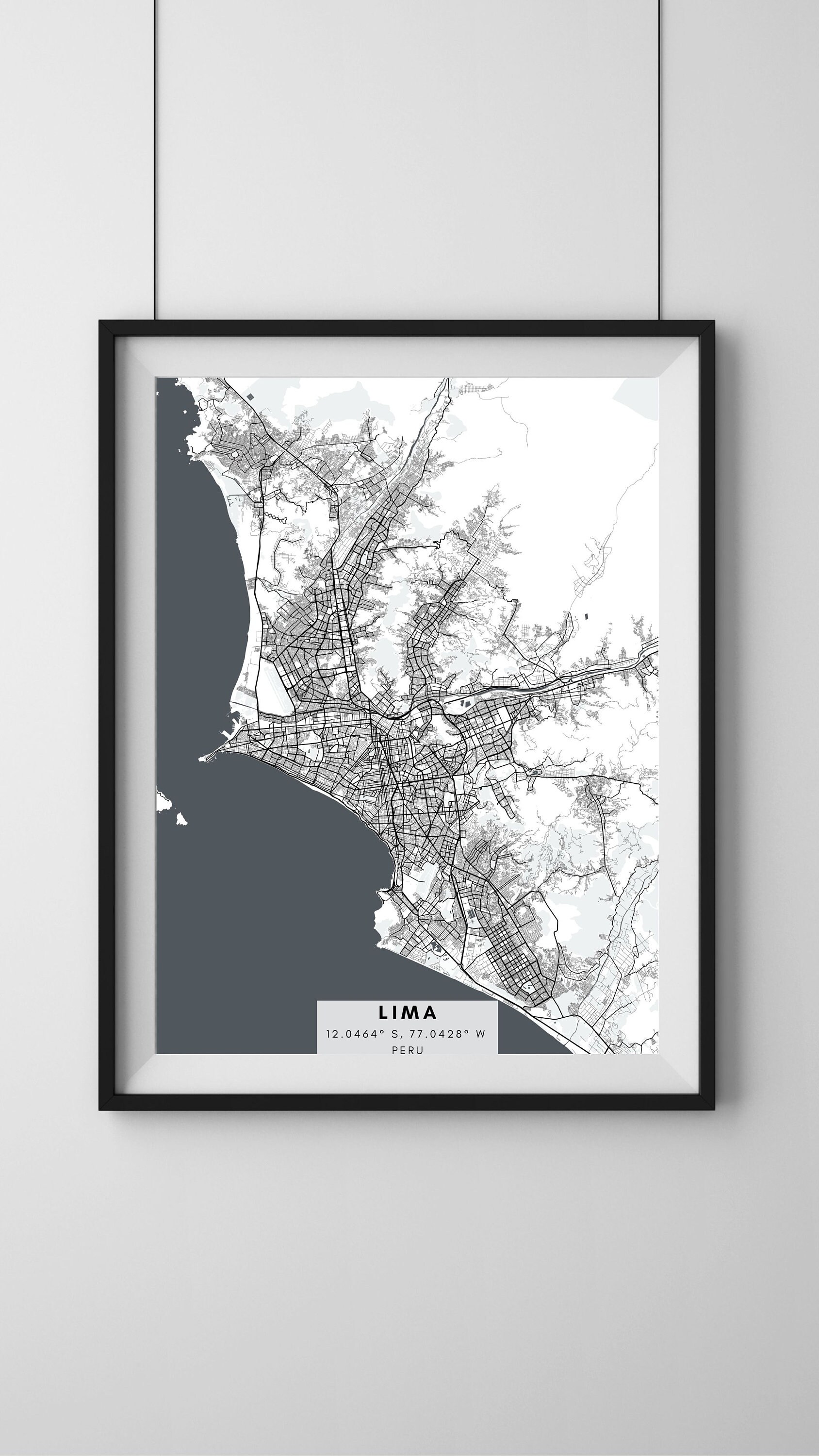 LIMA City Map, Peru, PE, Town Map, Minimalist Map Poster, Gift for Him ...