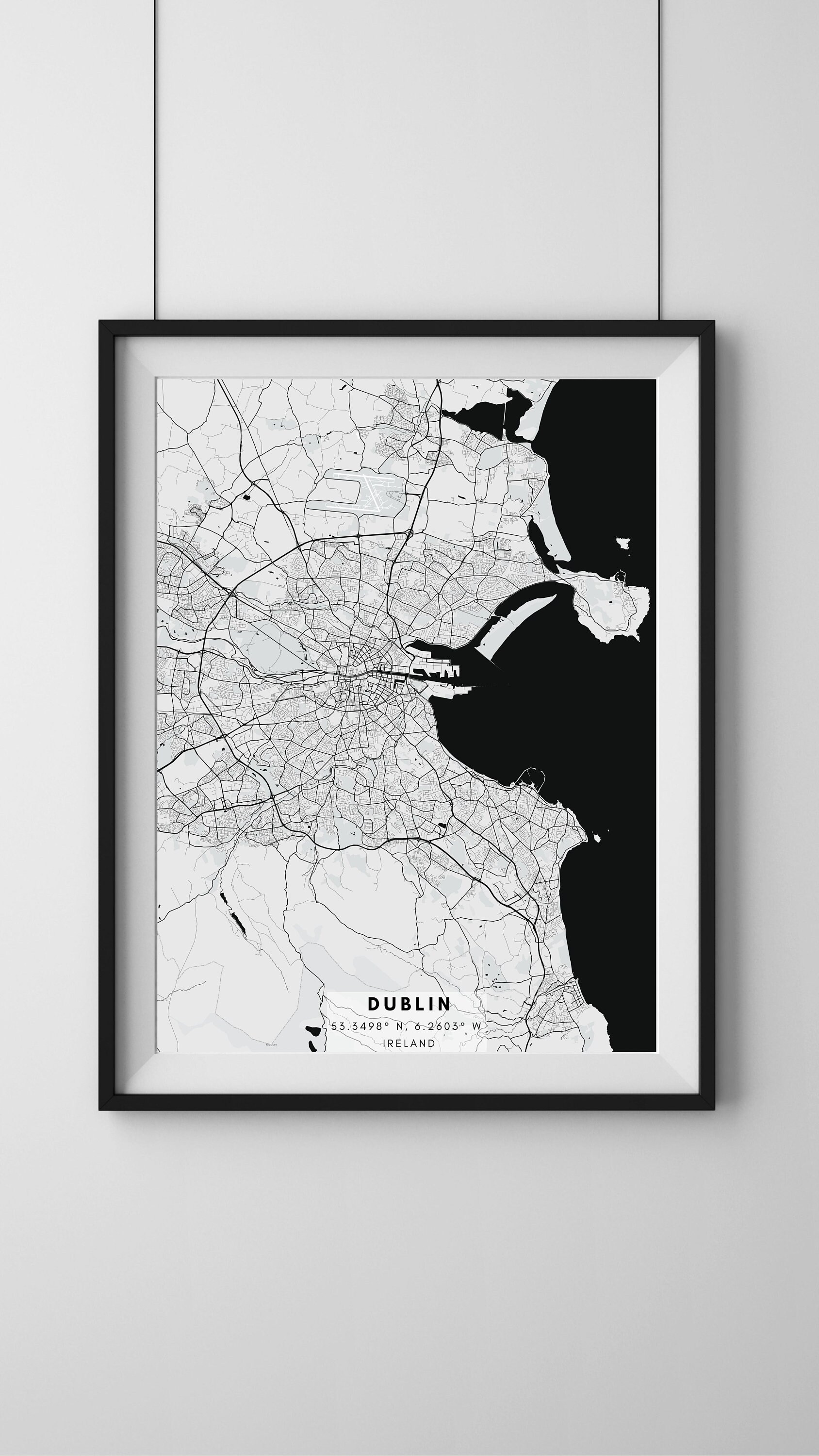 DUBLIN City Map, Ireland, IE, Town Map, Minimalist Map Poster, City ...