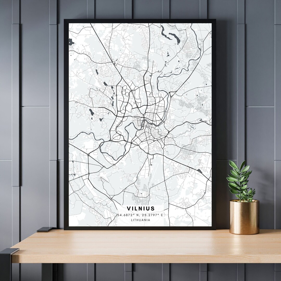 VILNIUS City Map, Lithuania, LT, Town Map, Minimalist Map Poster, Gift ...