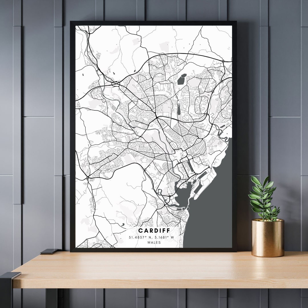 CARDIFF City Map, WLS, Wales, Town Map, Minimalist Map Poster, Gift for ...