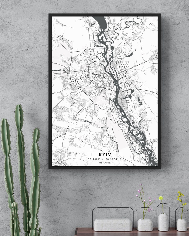 KYIV City Map, UA, Ukraine, Town Map, Minimalist Map Poster, Gift for ...