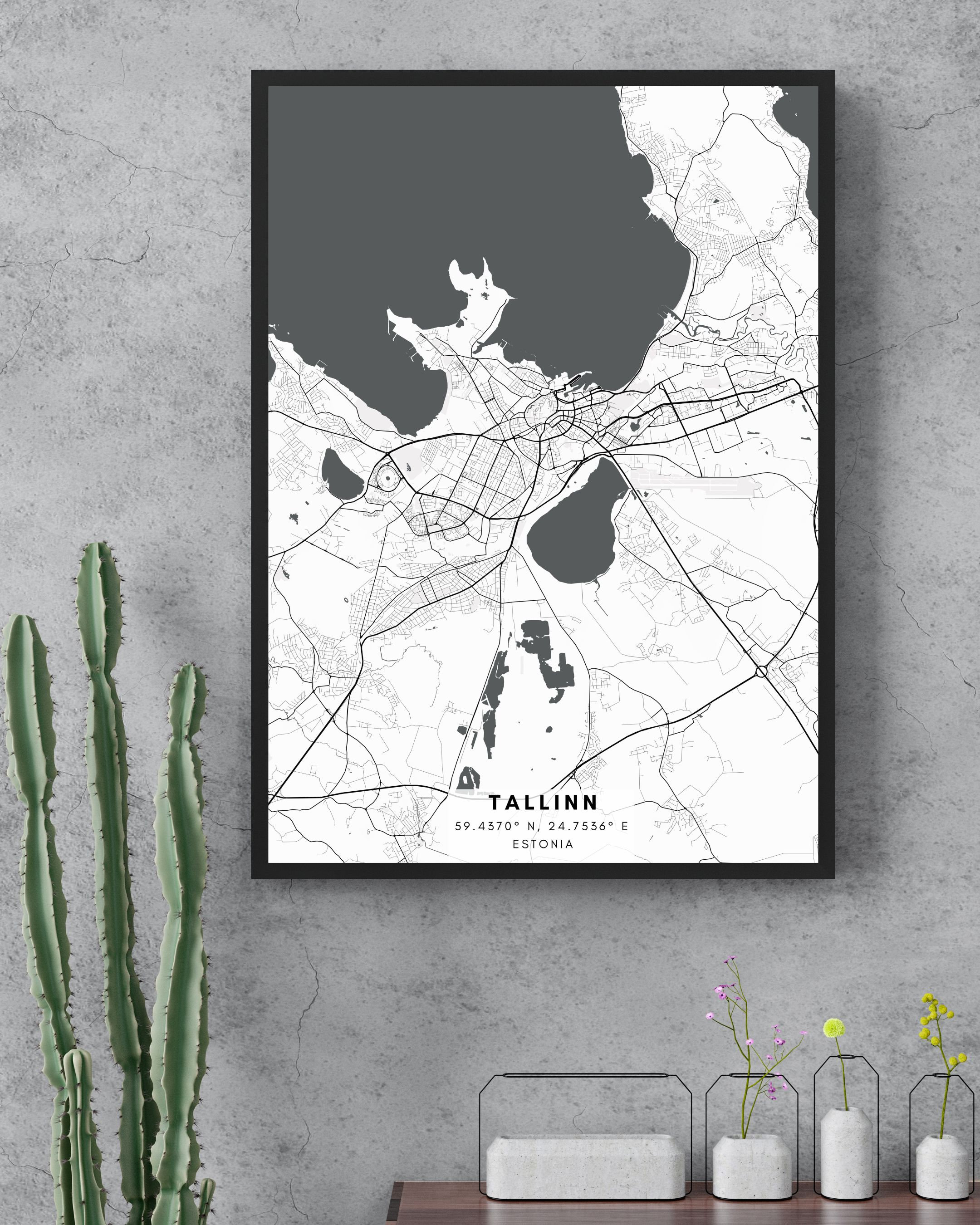 TALLINN City Map, EE, Estonia, Town Map, Minimalist Map Poster, Gift ...