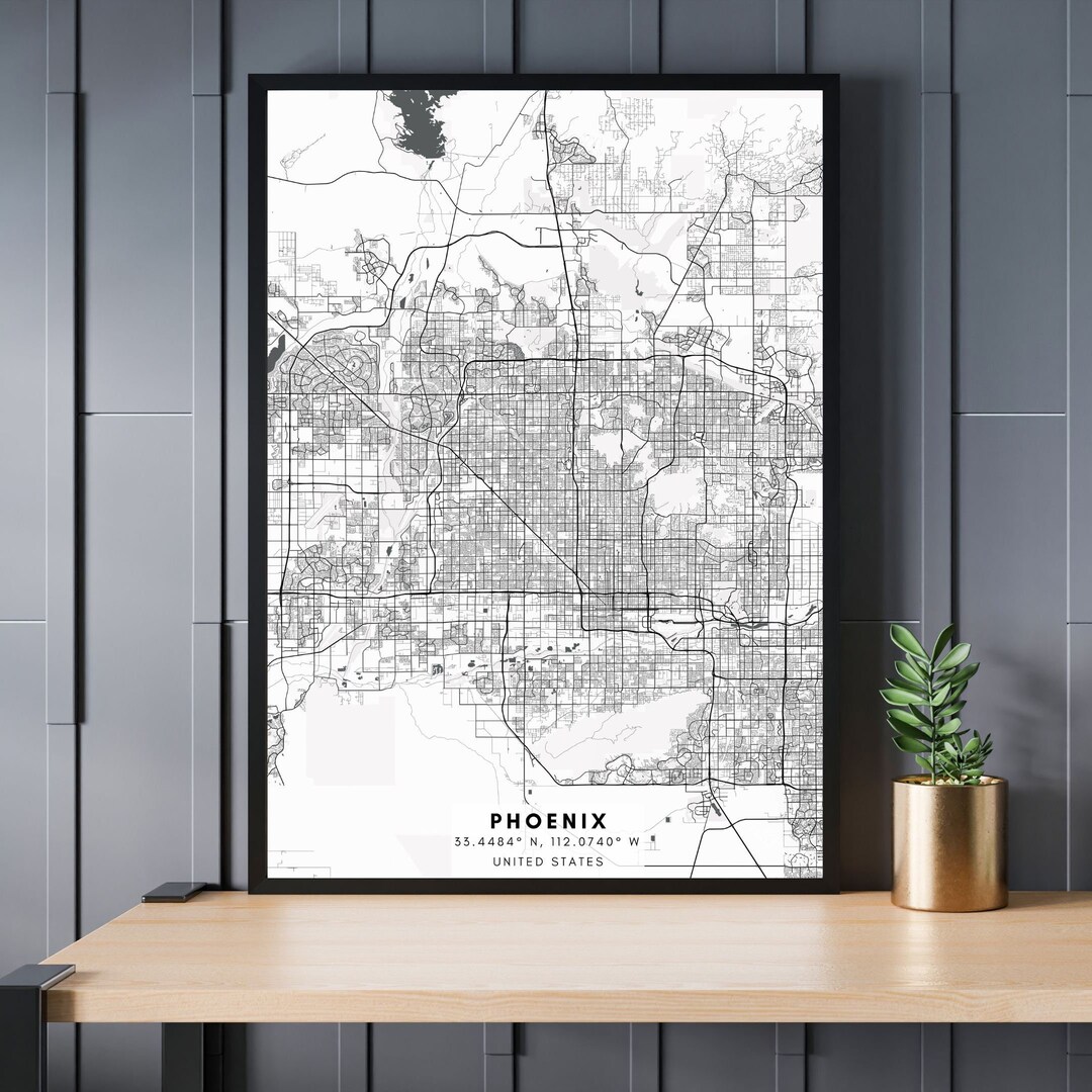 PHOENIX City Map, AZ, United States, US, Town Map, Minimalist Map ...