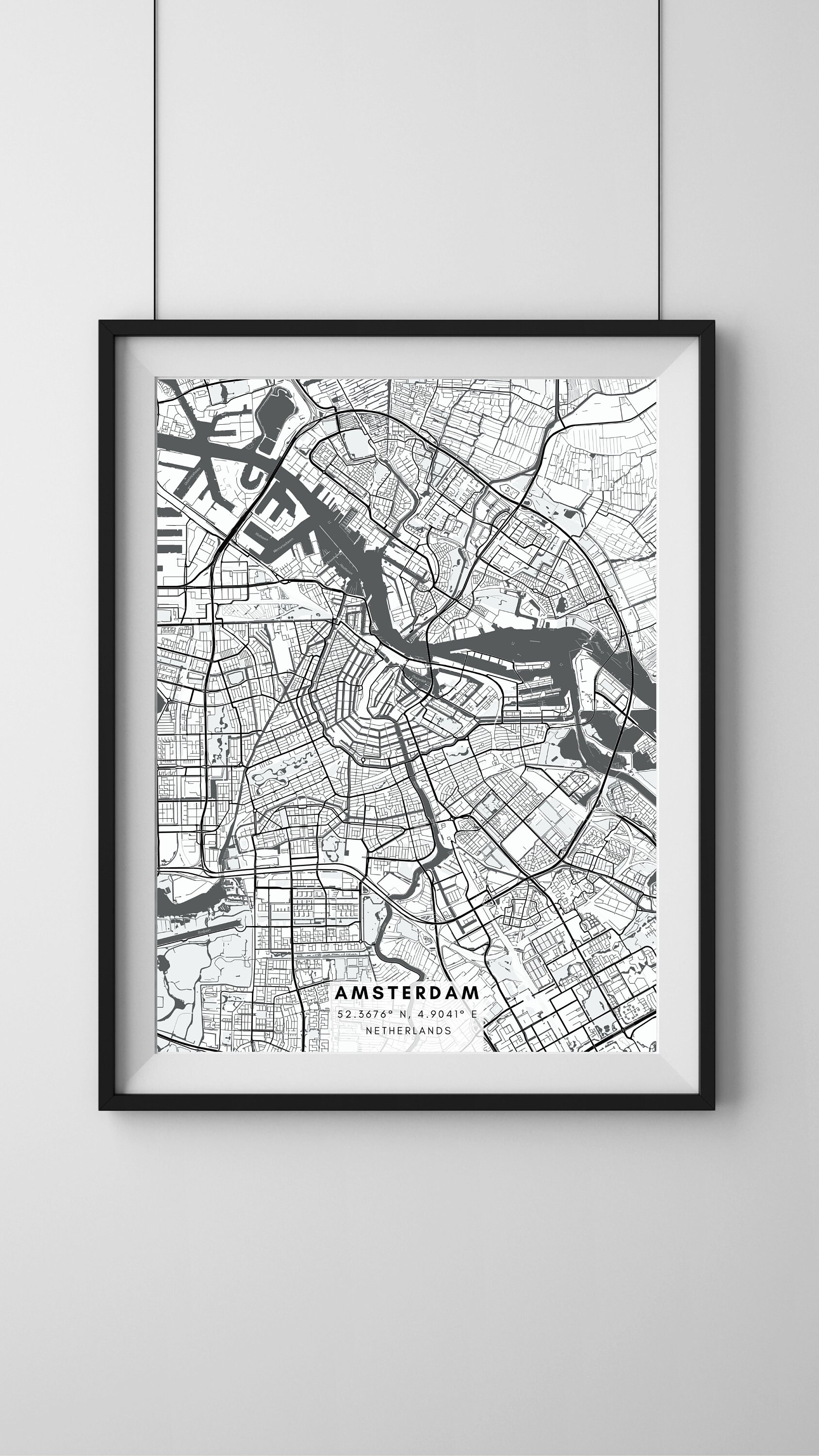 AMSTERDAM City Map, Netherlands, NL, Town Map, Minimalist Map Poster ...