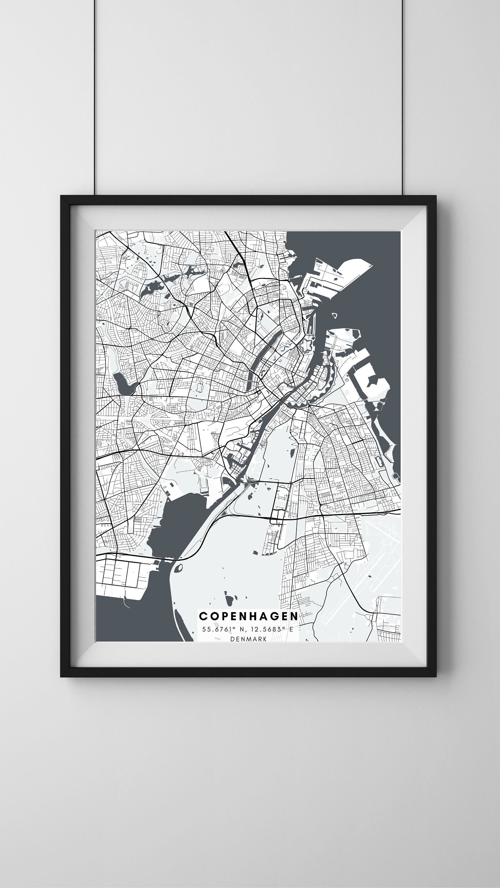 COPENHAGEN City Map, Denmark, DK, Town Map, Minimalist Map Poster, Gift ...