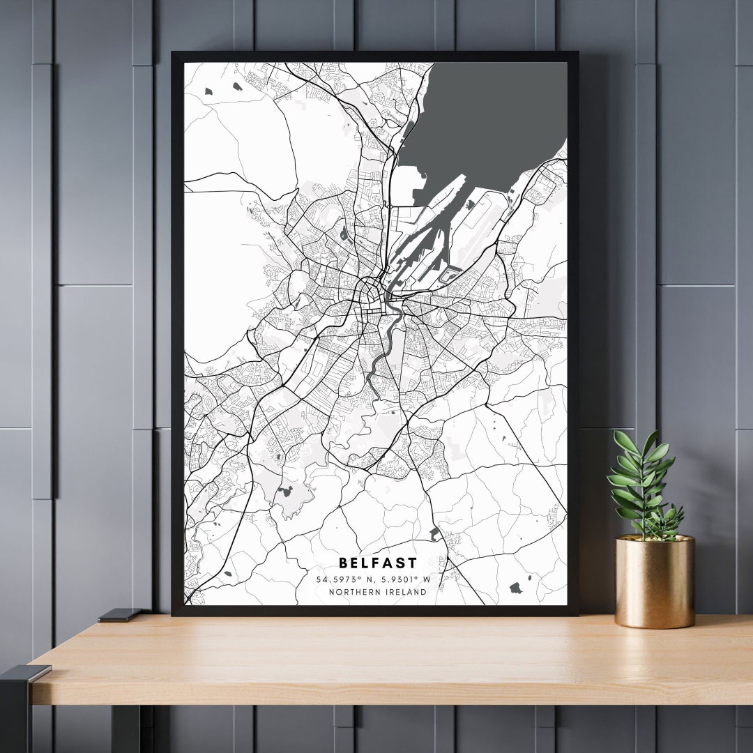 BELFAST City Map, NIR, Northern Ireland, Town Map, Minimalist Map ...