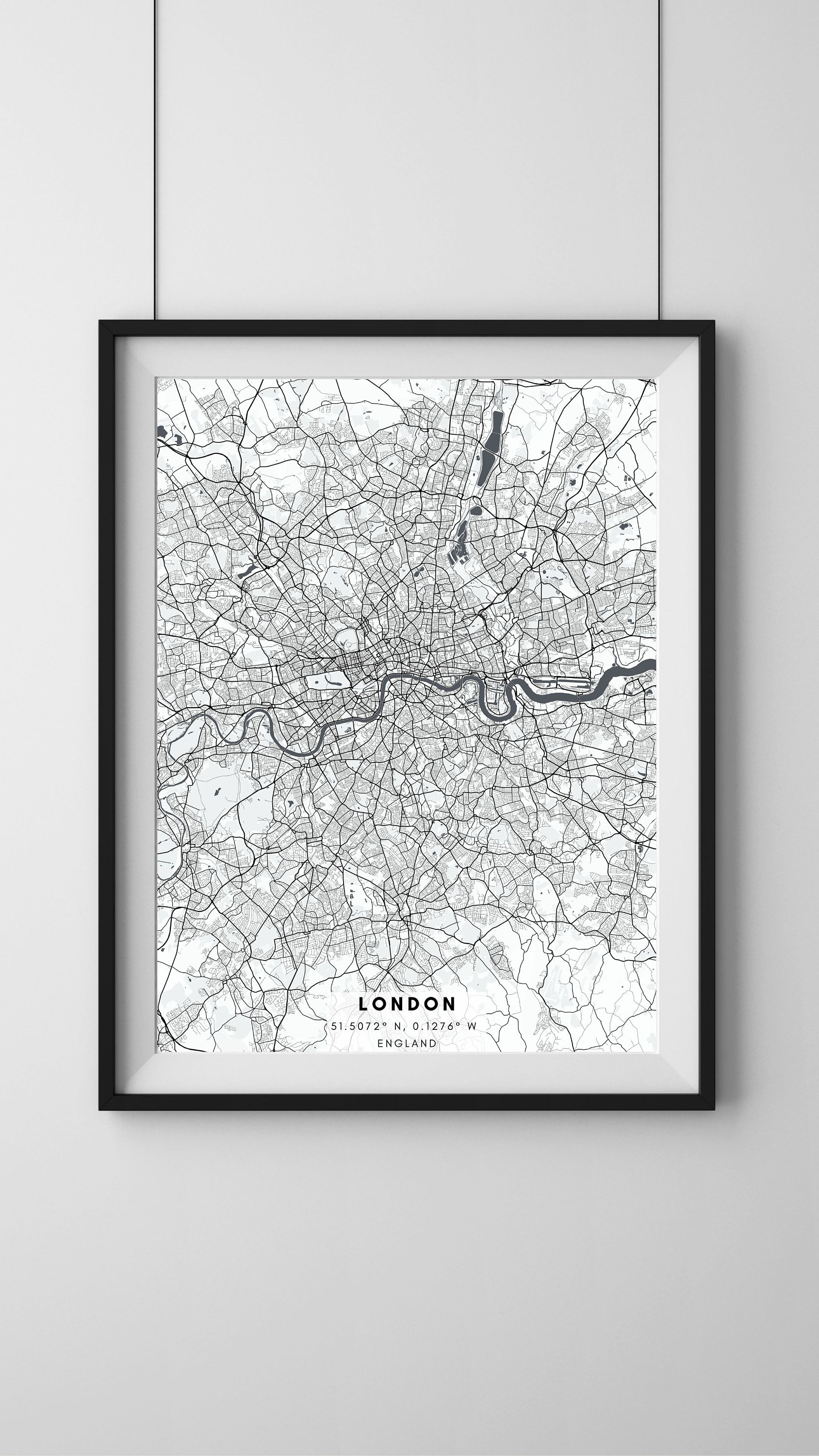 LONDON City Map, England, ENG, Town Map, Minimalist Map Poster, City ...