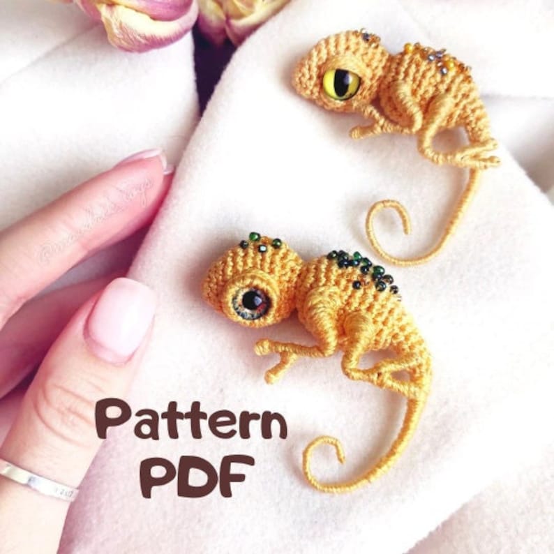 Pattern Lizard Booch Crochet DIY Tutorial in English - Etsy