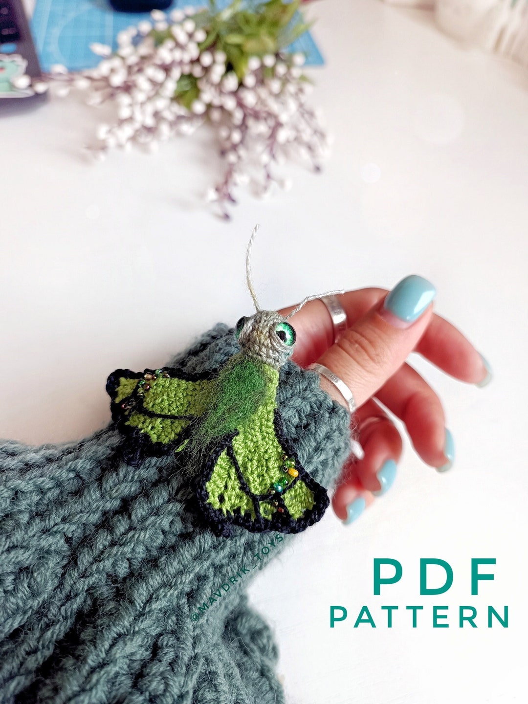 Pattern Hallowen Hawk Moth Crochet Amigurumi Brooch DIY Tutorial in ...