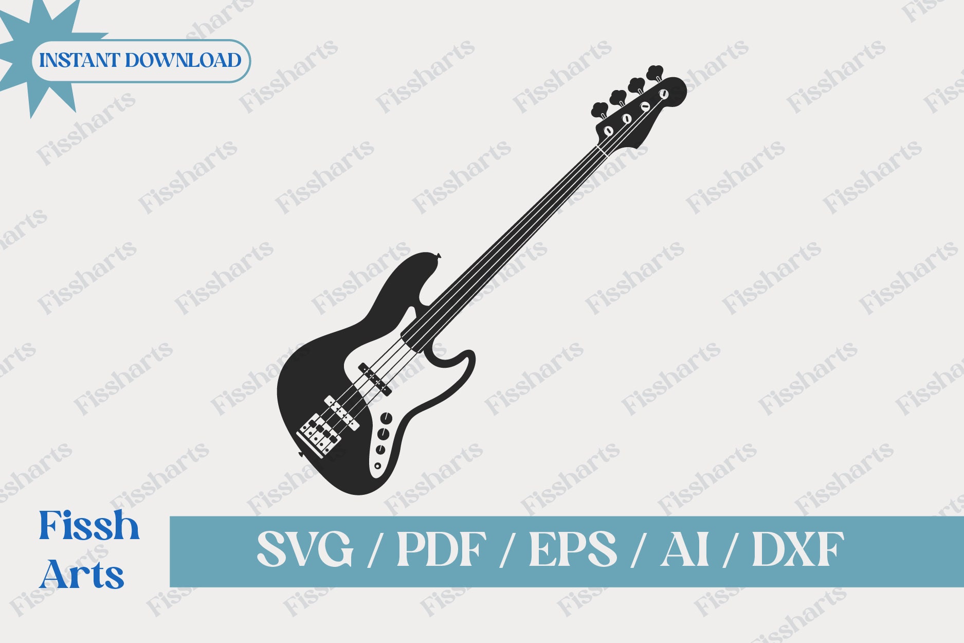 Bass Guitar Vector Cut File | Bass Guitar Logo | Electric Guitar Svg ...