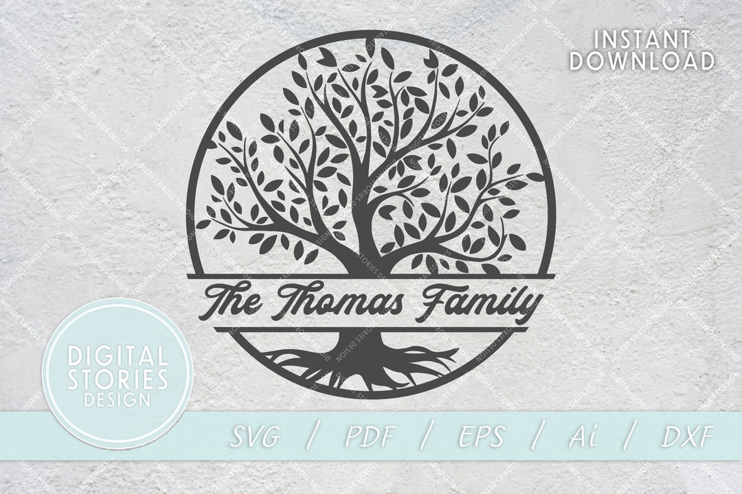 Split Monogram Tree of Life SVG Cut File Family Tree Svg - Etsy