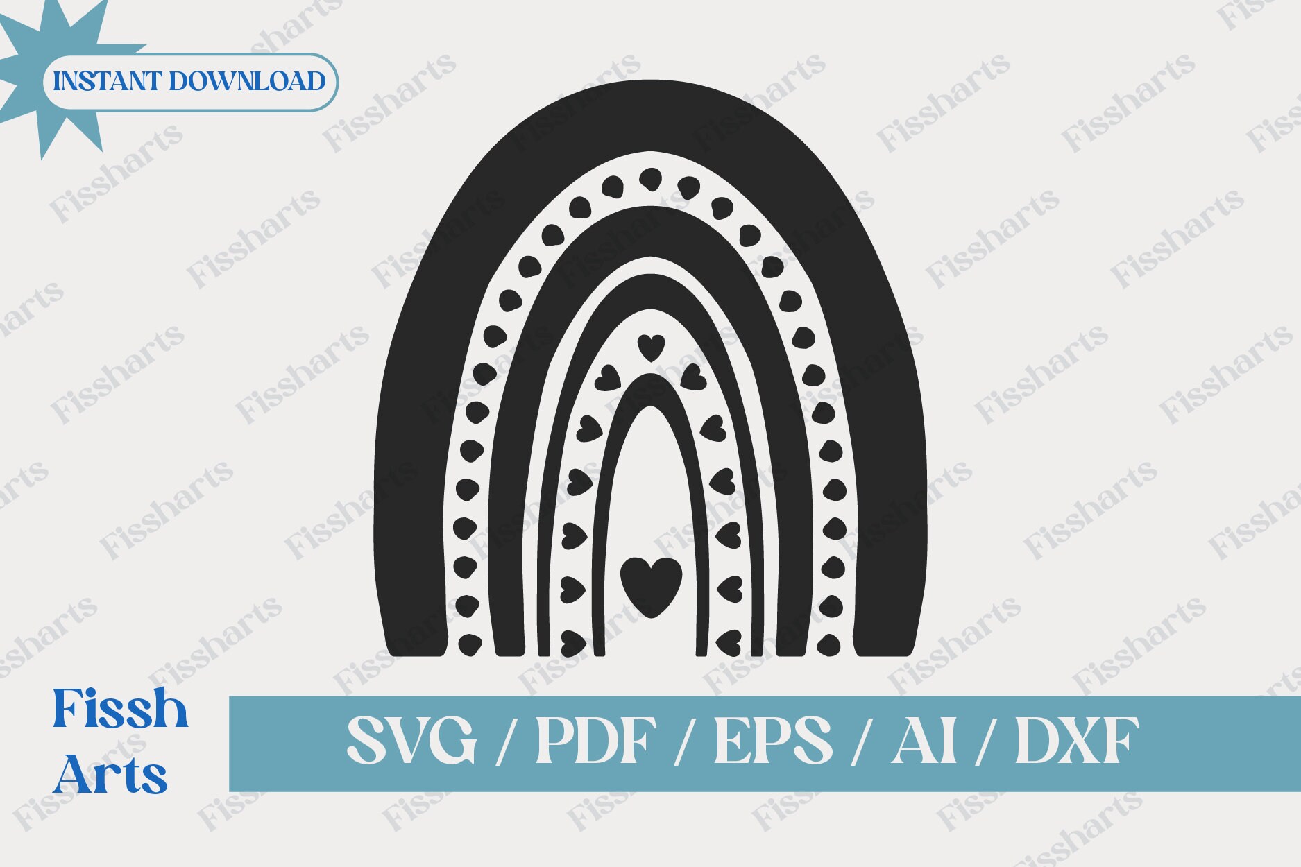 Boho Rainbow SVG Rainbow Cut File Rainbow With Heart Scandinavian ...