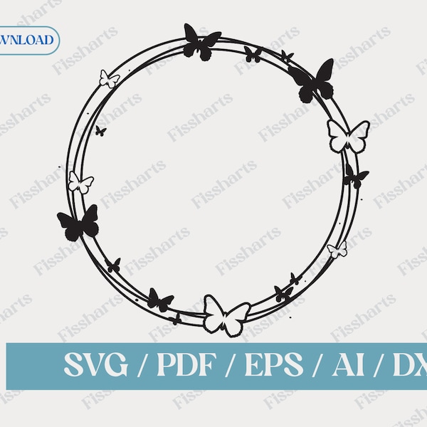 Butterfly Circle Frame Svg - Etsy