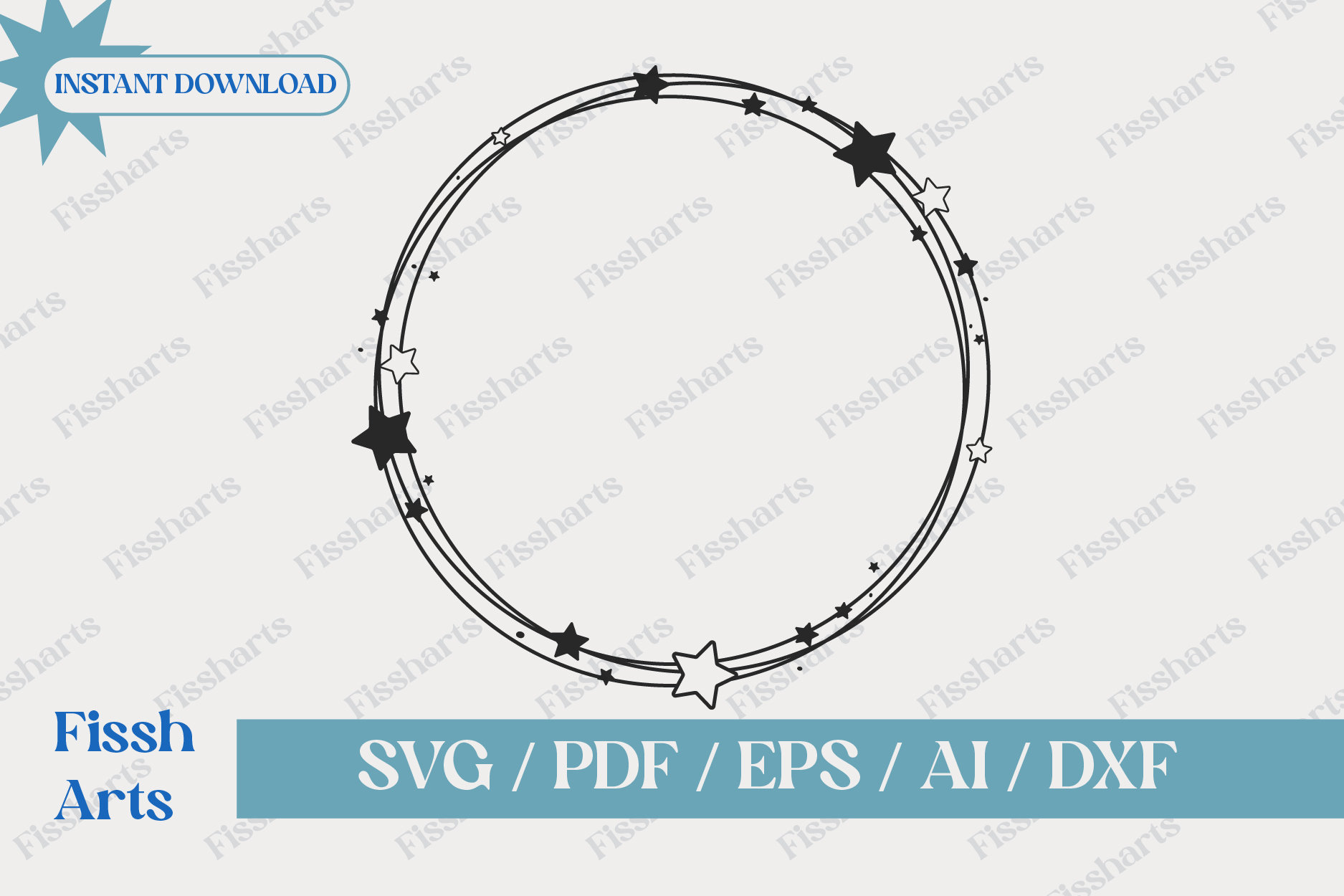 Star Wreath Svg | Star Circle Frame | Galaxy Wreath Svg | Circle Double ...