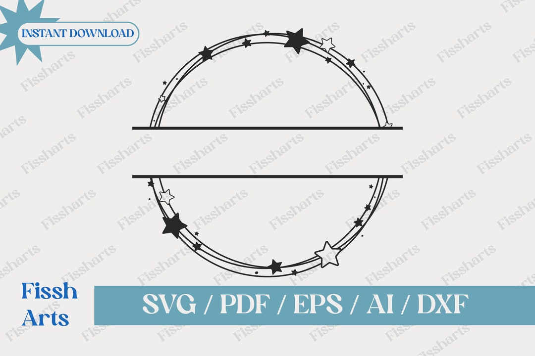 Split Monogram Star Wreath Svg | Star Circle Frame | Galaxy Wreath Svg ...