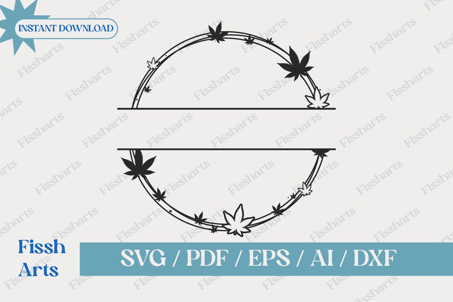 Split Monogram Weed Wreath Svg Cannabis Circle Frame Weed Wreath Svg ...