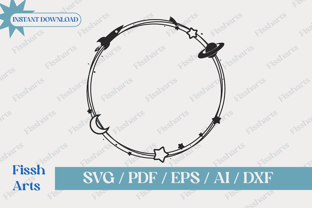 Space Wreath Svg | Star Circle Frame | Galaxy Wreath Svg | Circle ...