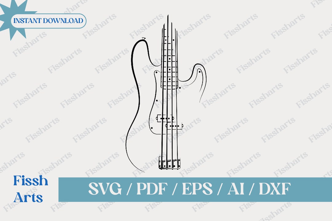 Bass Guitar Vector Cut File | Bass Guitar Logo | Guitar Svg | Bass ...