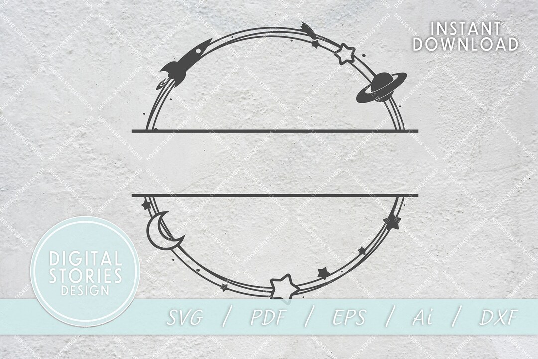 Split Monogram Space Wreath Svg Star Circle Frame Galaxy - Etsy