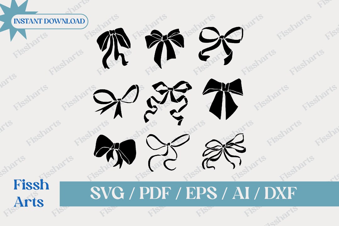 Bow Vector Cut File | Bow Pattern | Bow Stencil Templates | Laser CNC ...