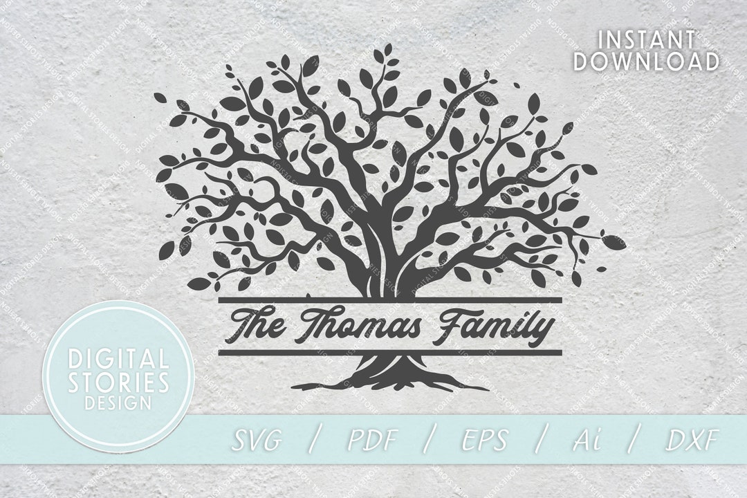 Split Monogram Tree of Life SVG Cut File Family Tree Svg - Etsy