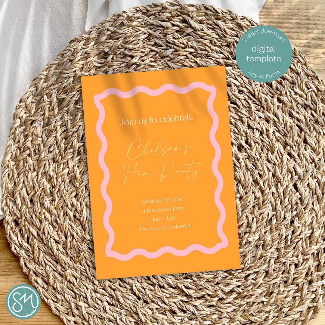 Orange Hen Do Bachelorette Invite Digital Download - Etsy
