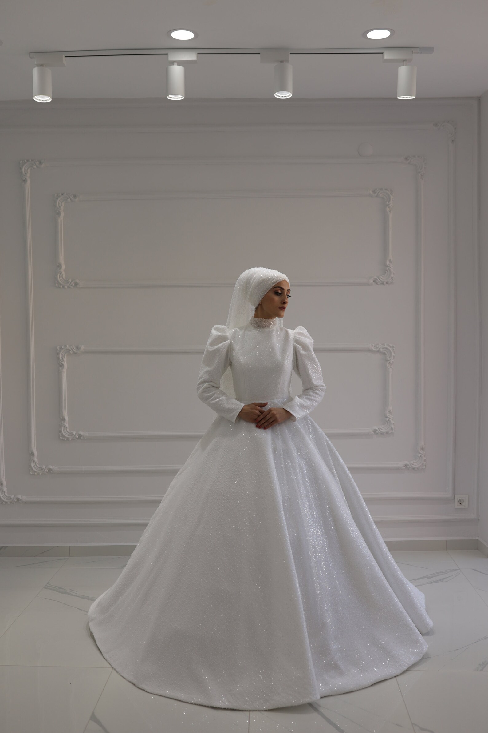 Princess Model Islamic Long Sleeve Dress, Ivory Design Bridal Gown ...