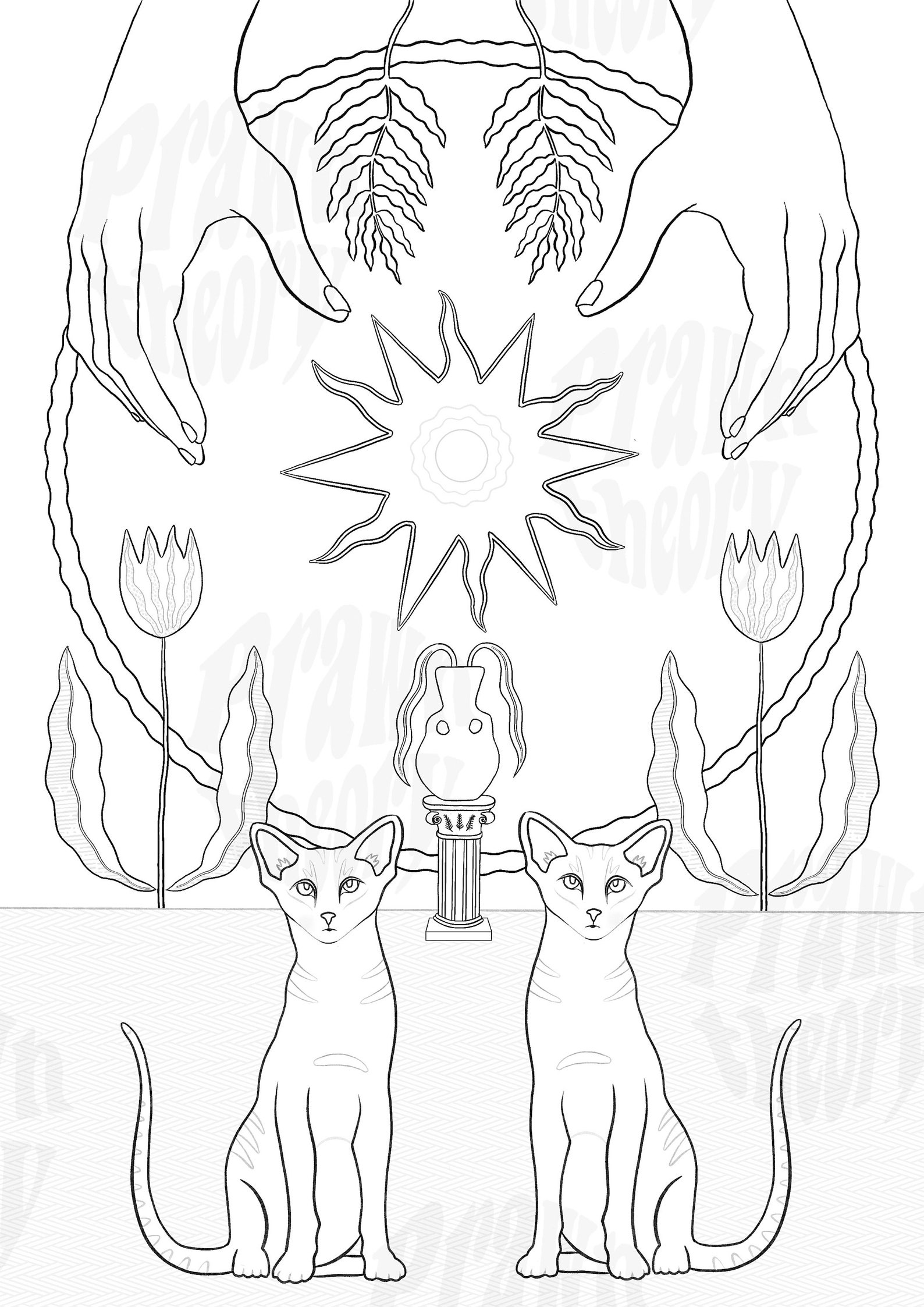 Cats and Sun Coloring Page digital Download of Files - Etsy