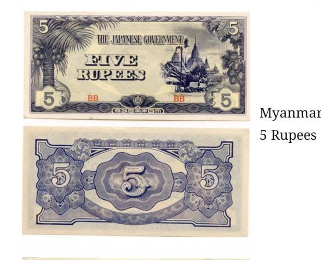 1942 Japanese Occupation Five Rupees Burma Japanese Etsy 1942-japanese-occupation-five-rupees-burma-japanese-etsy