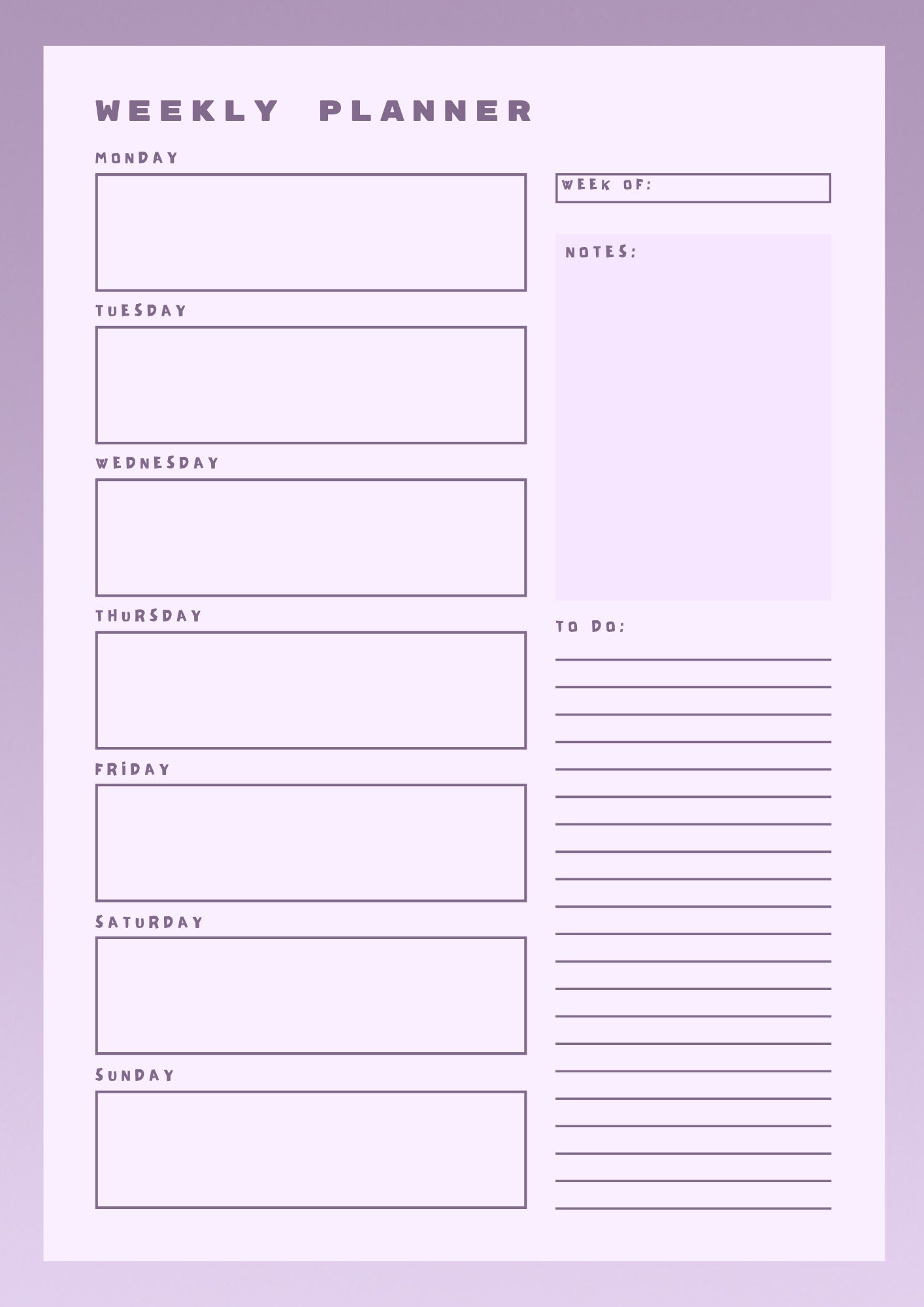 Digital Weekly Planner Printable & Editable A4 Template, Goodnotes ...