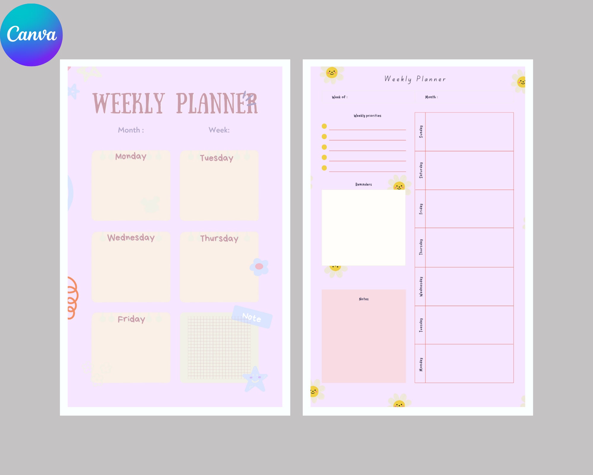 Digital Weekly Planner Printable & Editable A4 Template, Goodnotes ...