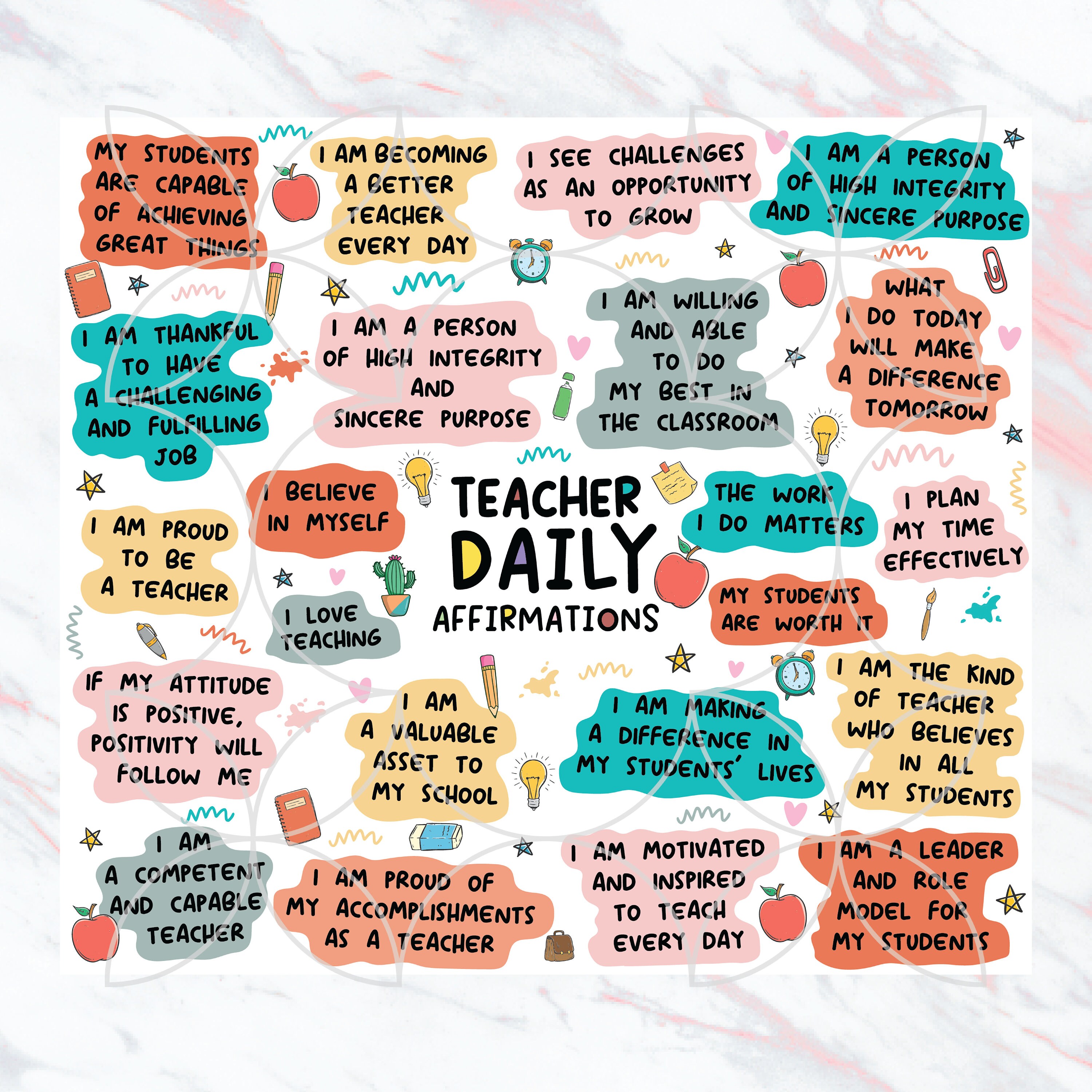 Teacher Daily Affirmation Skinny Tumbler 20oz Wrap Teacher - Etsy