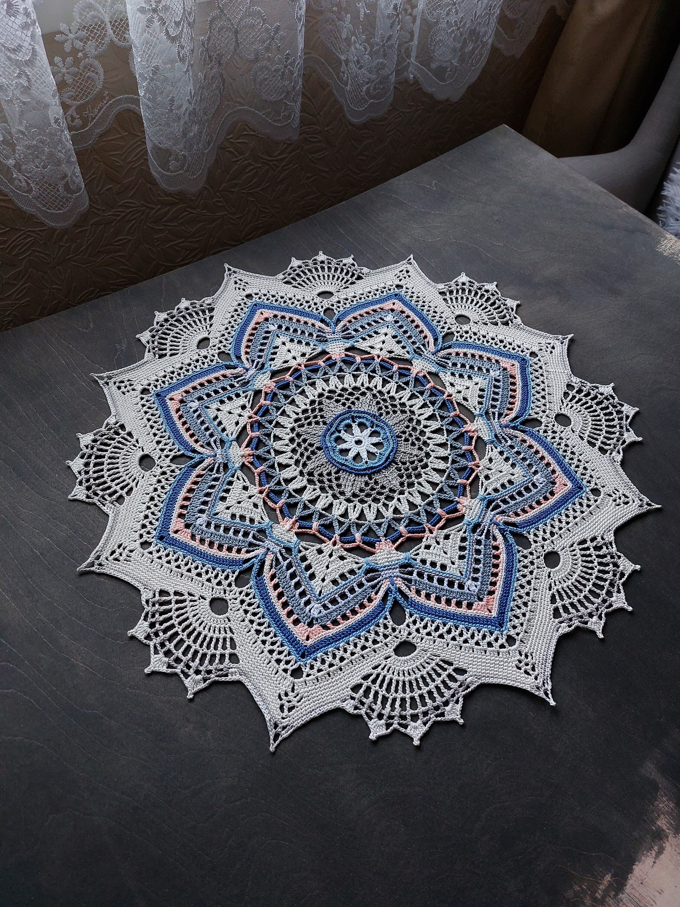 Blue White Beige Mixed Doily Crochet Star Multicolored Grey - Etsy